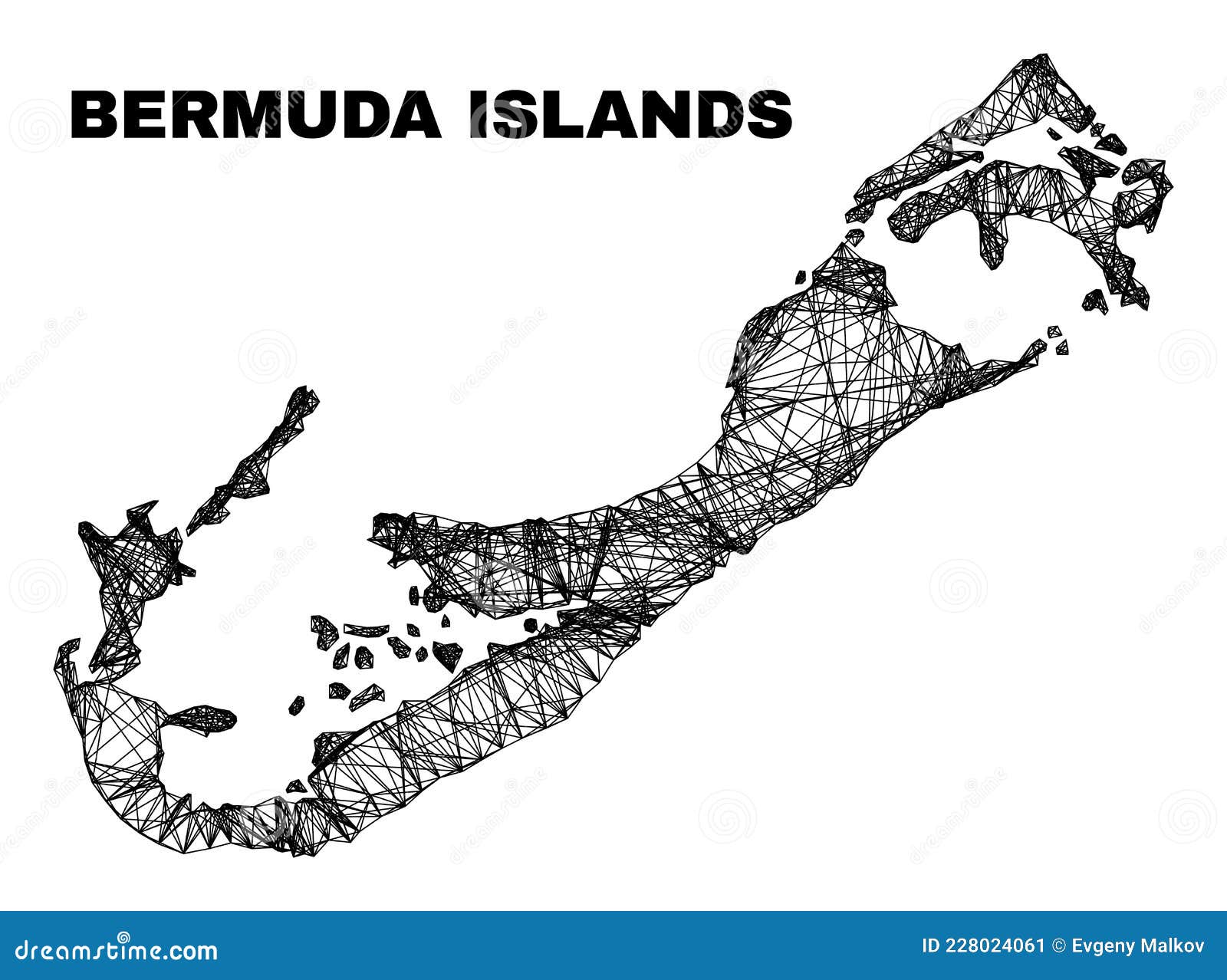 Linear Irregular Mesh Bermuda Islands Map Stock Vector - Illustration ...