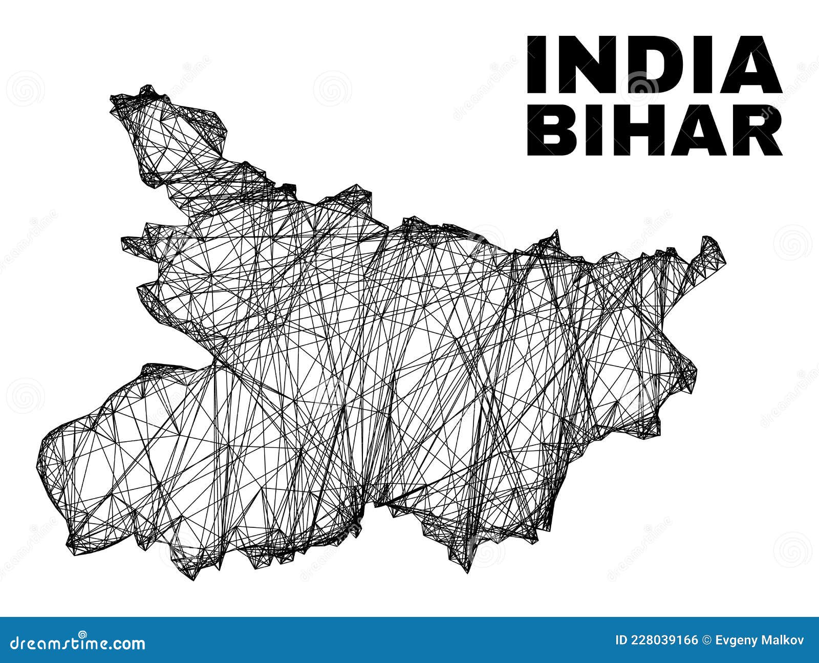Linear Irregular Mesh Bihar State Map Stock Vector - Illustration of ...