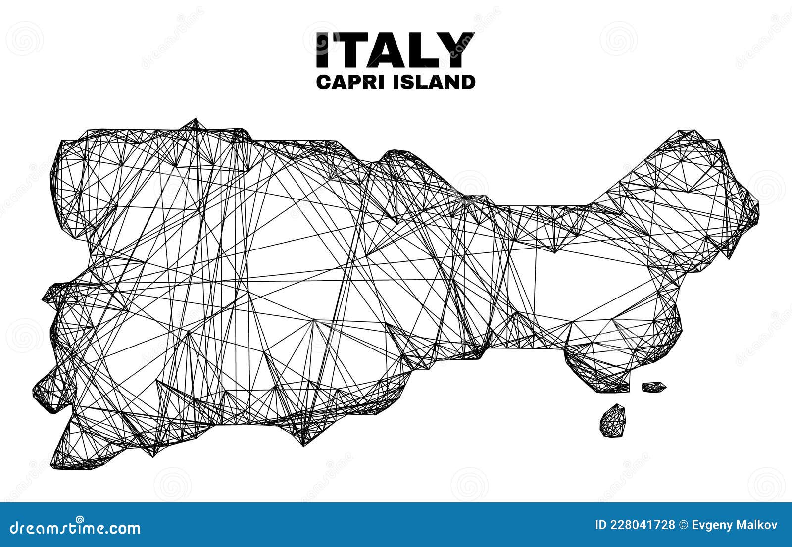 Linear Irregular Mesh Capri Island Map Stock Vector - Illustration of ...