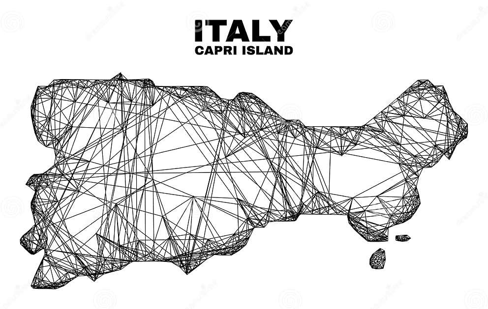 Linear Irregular Mesh Capri Island Map Stock Vector - Illustration of ...