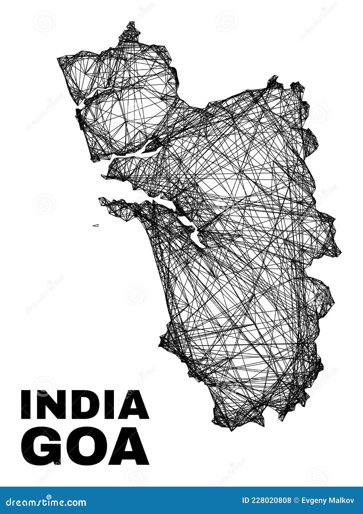 Linear Irregular Mesh Goa State Map Stock Vector - Illustration of ...