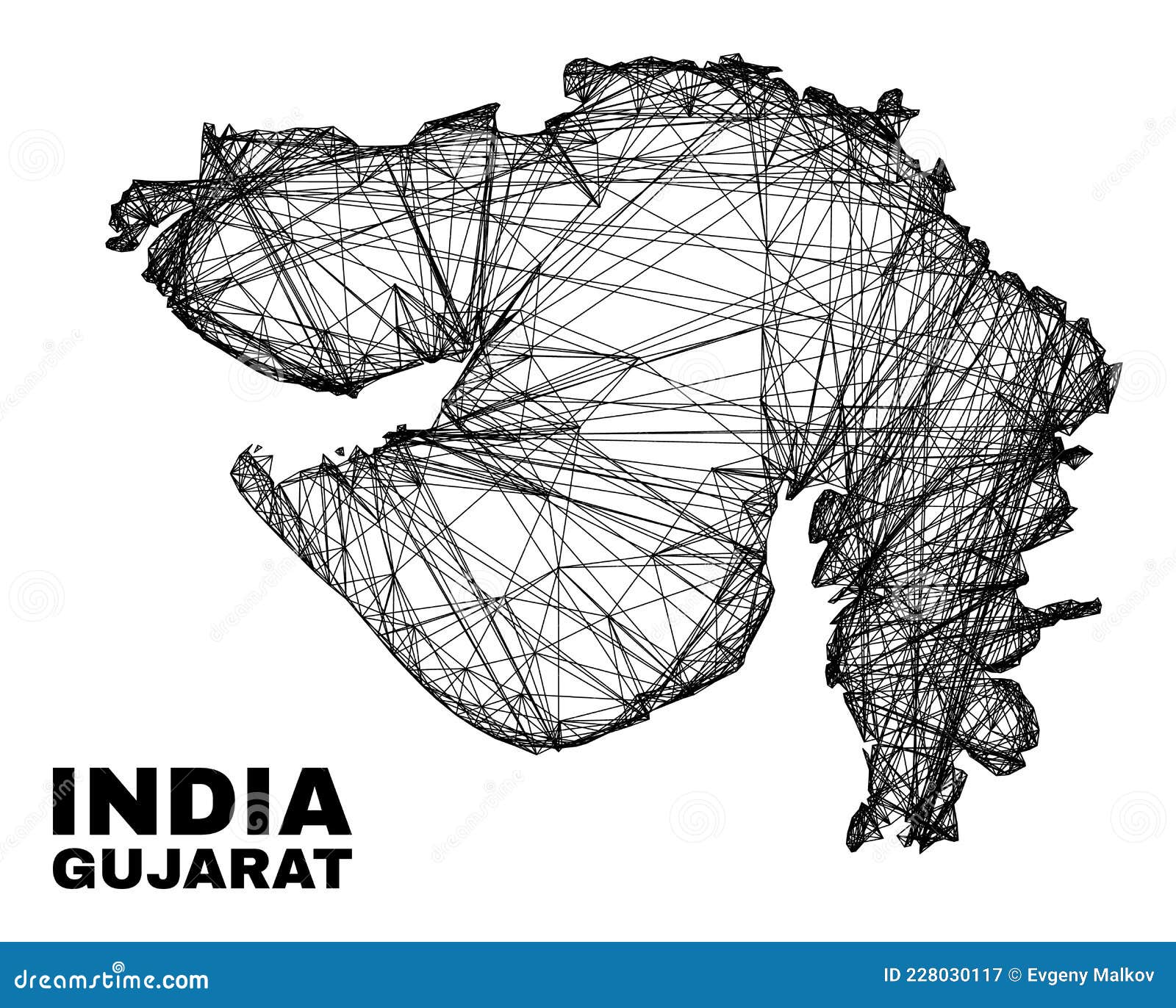 Linear Irregular Mesh Gujarat State Map Stock Vector - Illustration of ...