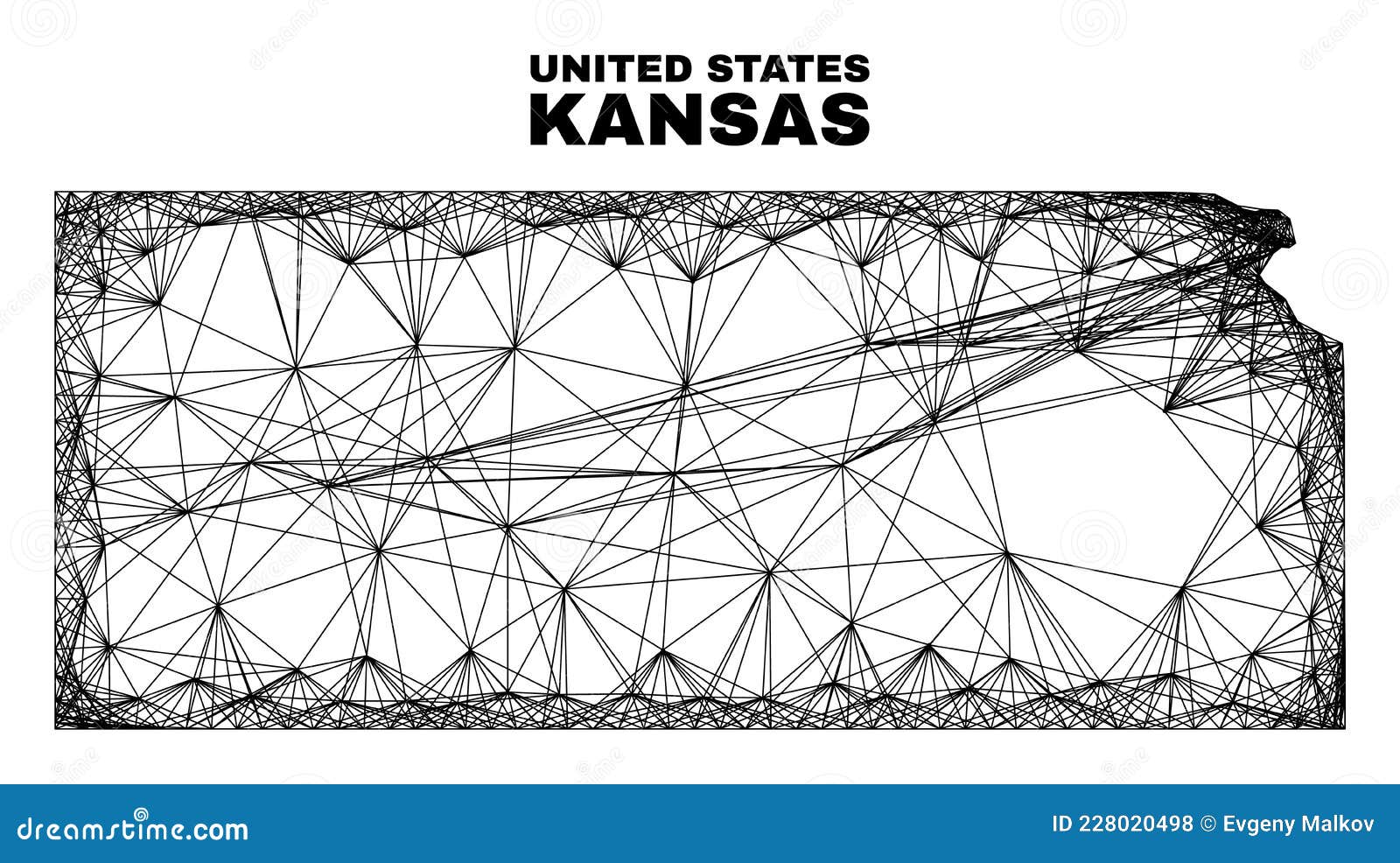 Linear Irregular Mesh Kansas State Map Stock Vector - Illustration of ...