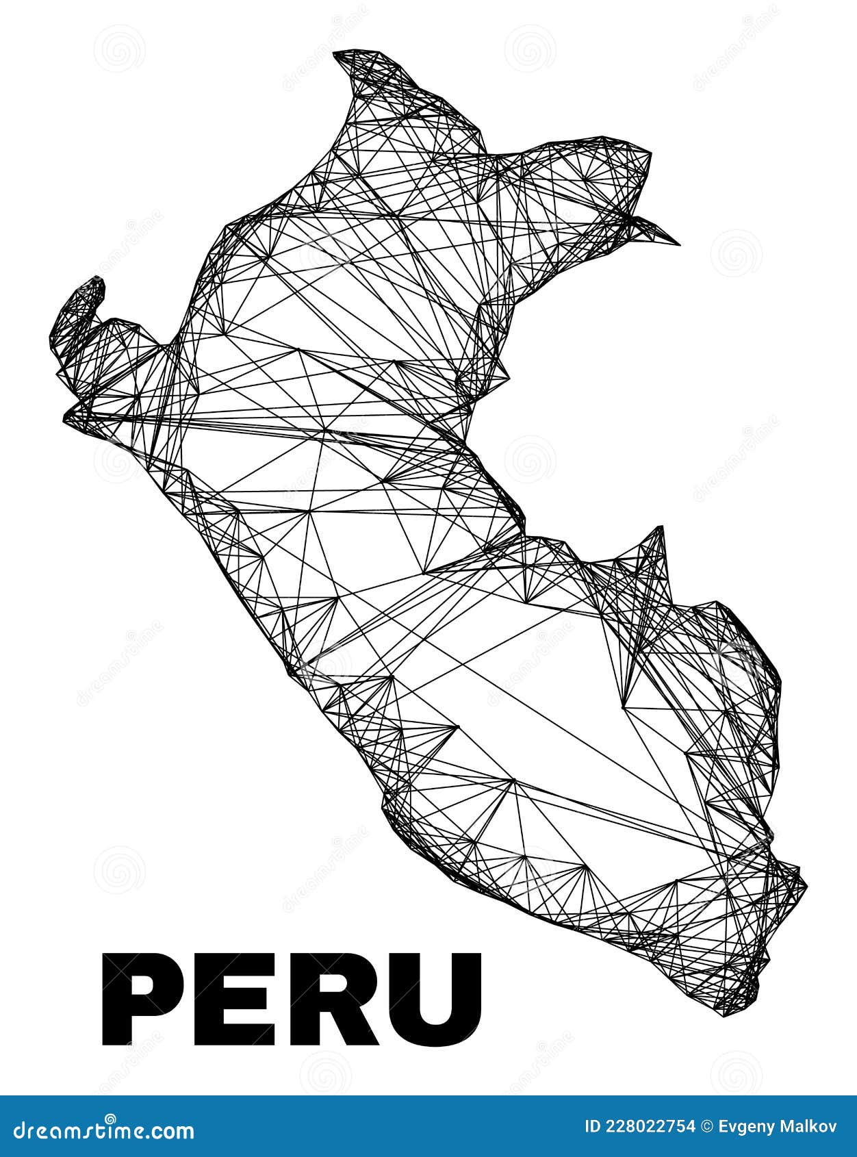 Linear Irregular Mesh Peru Map Stock Vector - Illustration of pattern ...