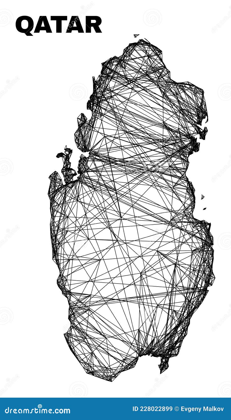 Linear Irregular Mesh Qatar Map Stock Vector - Illustration of ...