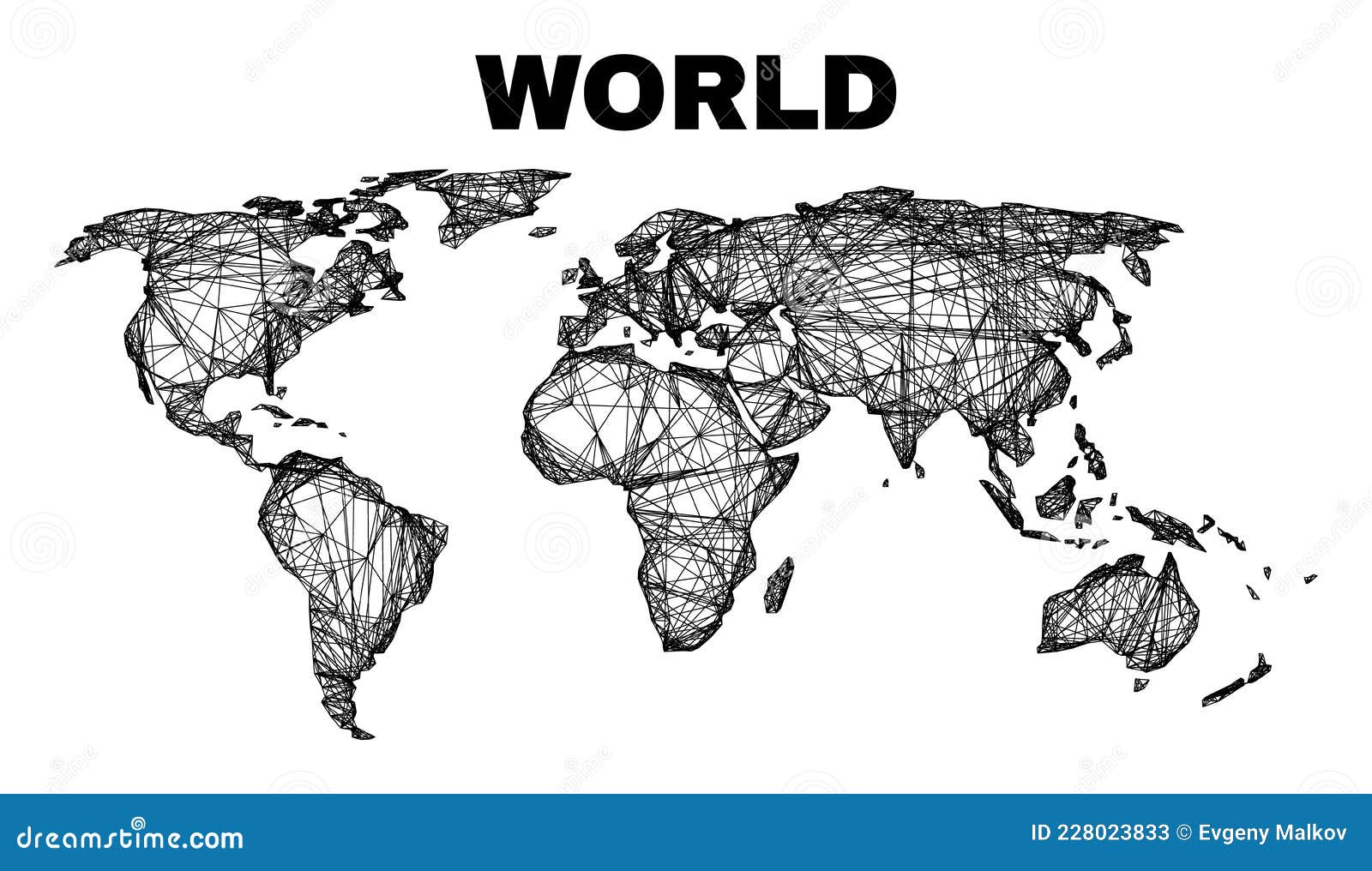 Linear Irregular Mesh World Map Stock Vector - Illustration of ...