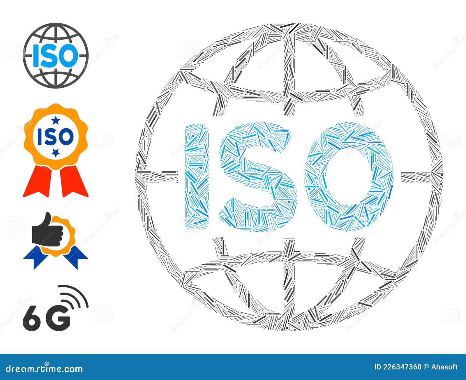 Linear ISO Standards Icon Vector Collage Stock Vector - Illustration of ...