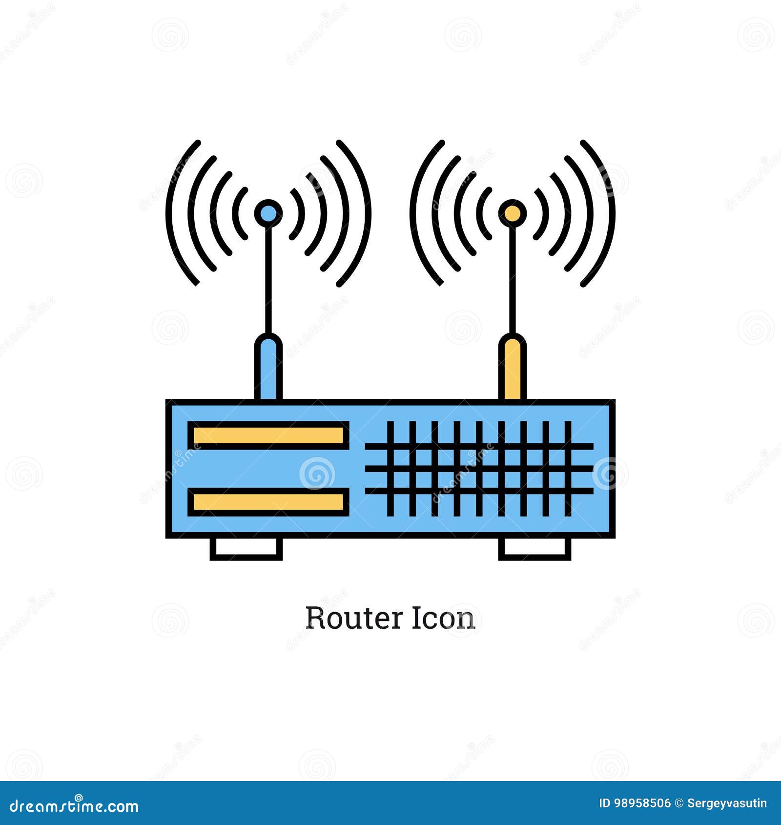 Linear Isolated Icon - Dual Antenna Router Stock Vector - Illustration ...