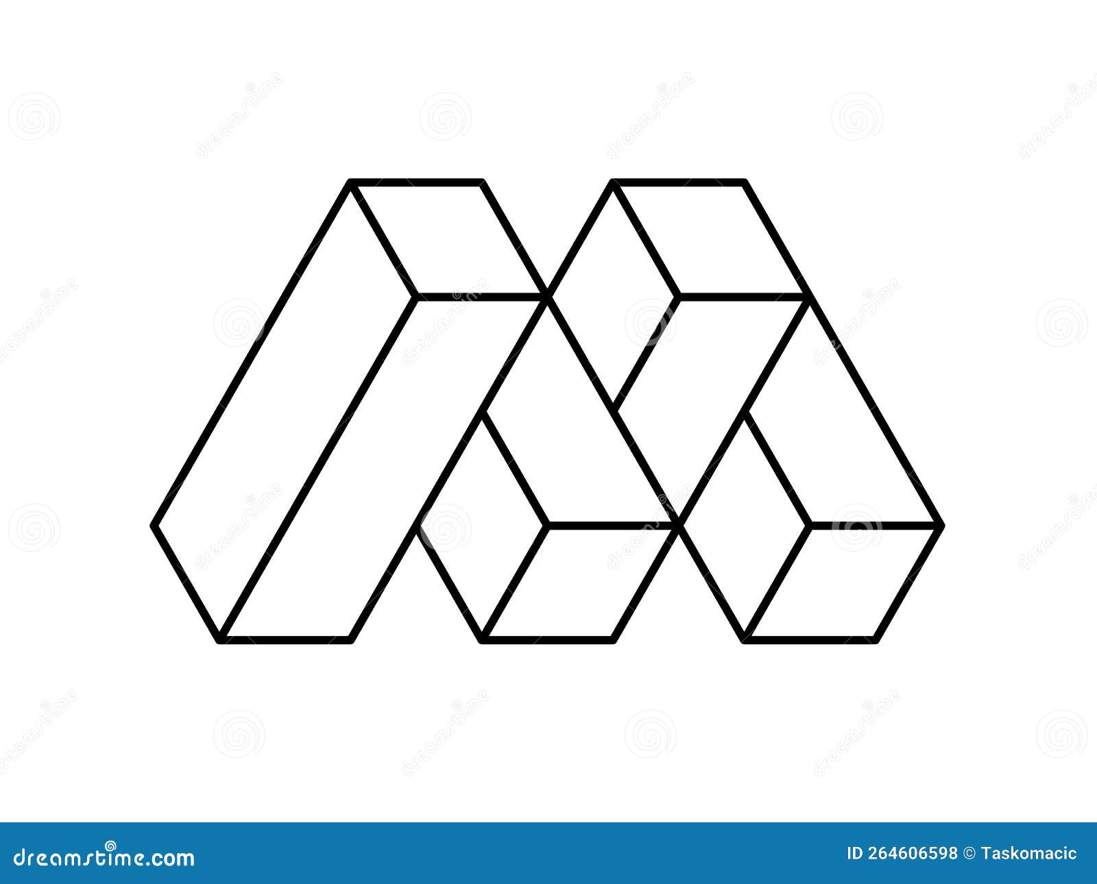 3d Letter M Logo Template. Letter M Made of Rectangles. Impossible ...
