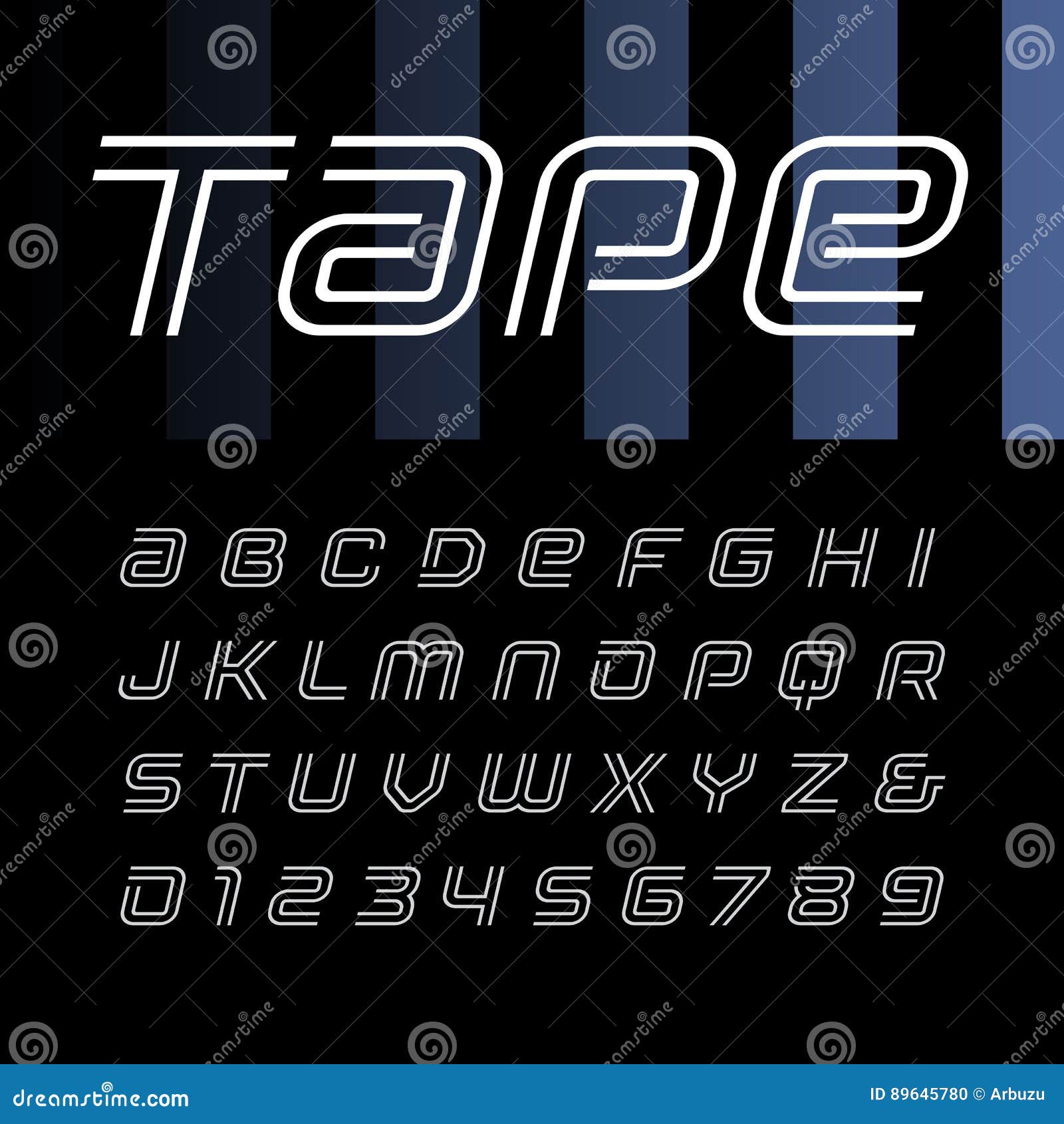 Linear Italic Font. Vector Alphabet with Stripes Effect Letters Stock ...