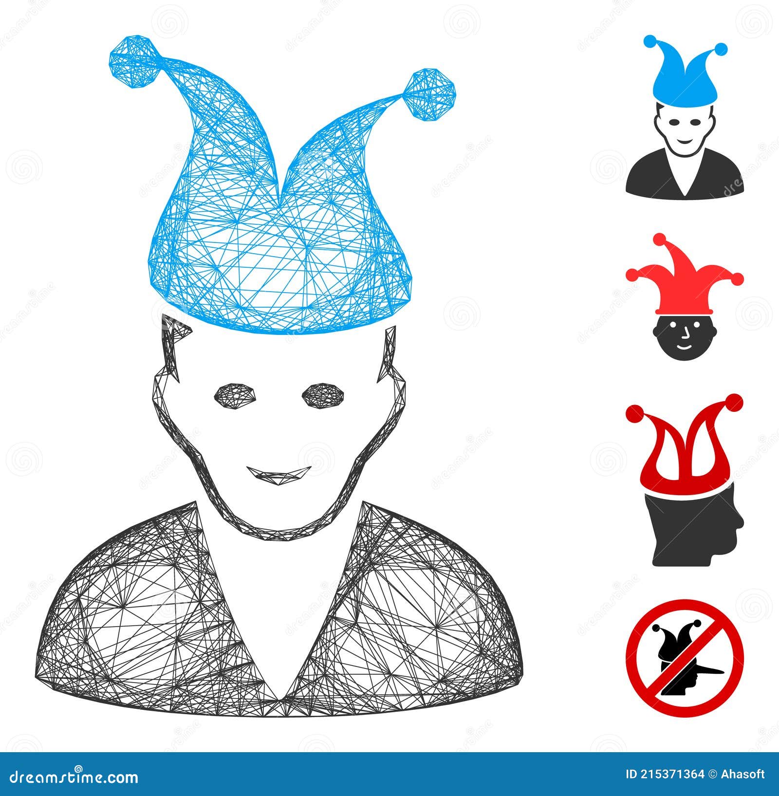 Linear Jester Vector Mesh stock vector. Illustration of comic - 215371364