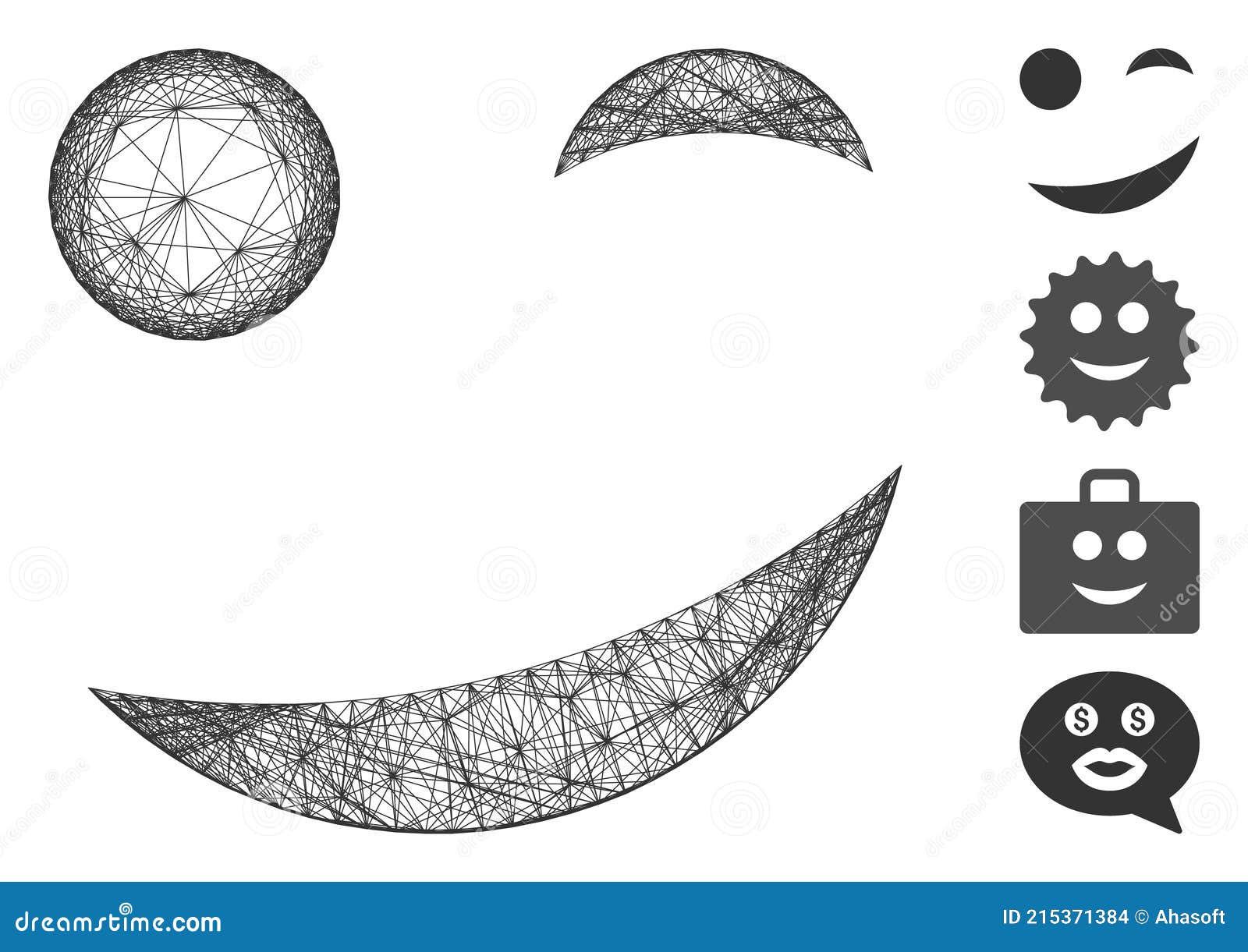 Linear Joke Smiley Vector Mesh Stock Vector - Illustration of smiley ...