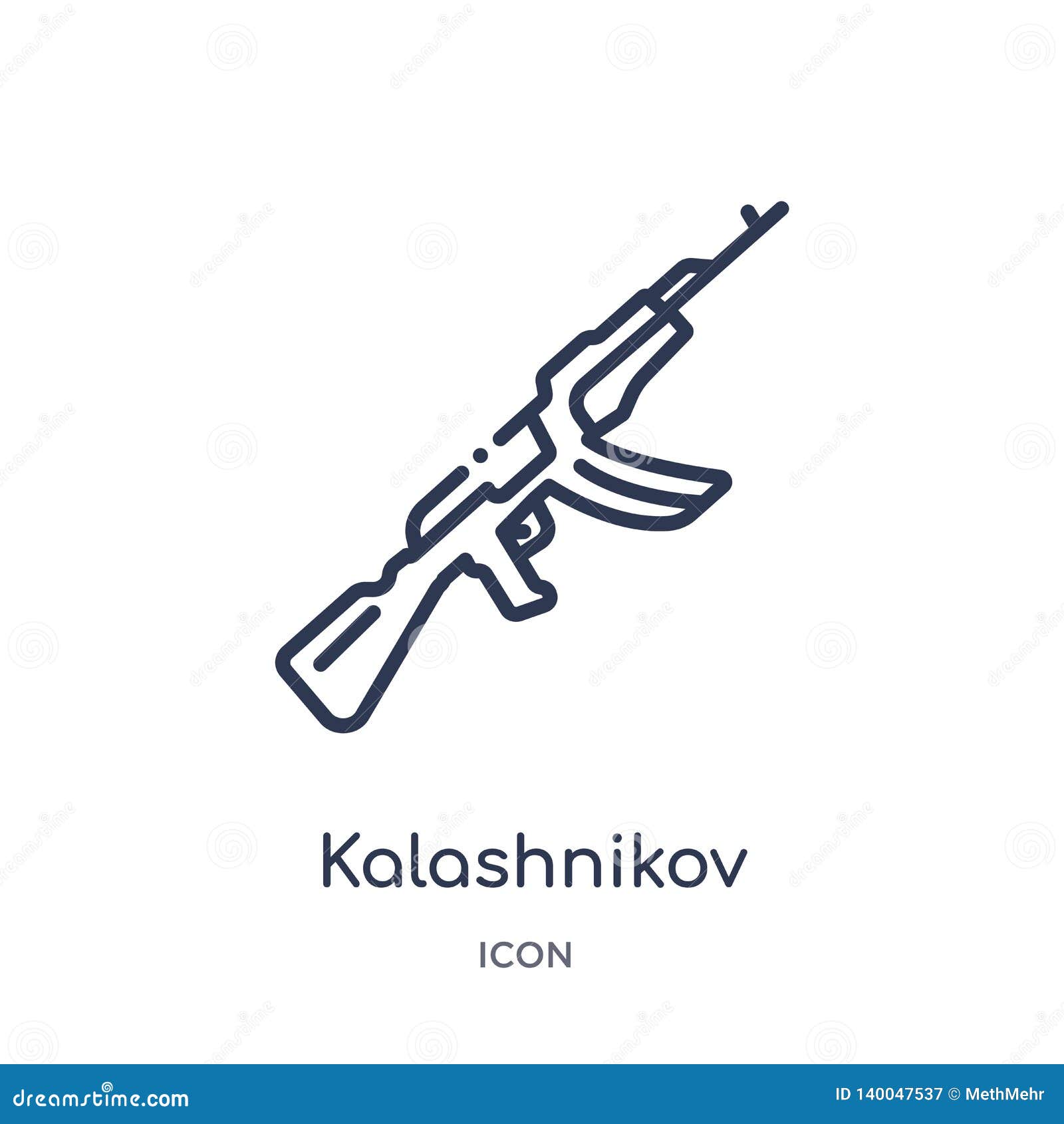 Linear Kalashnikov Icon From Army And War Outline Collection. Thin Line ...