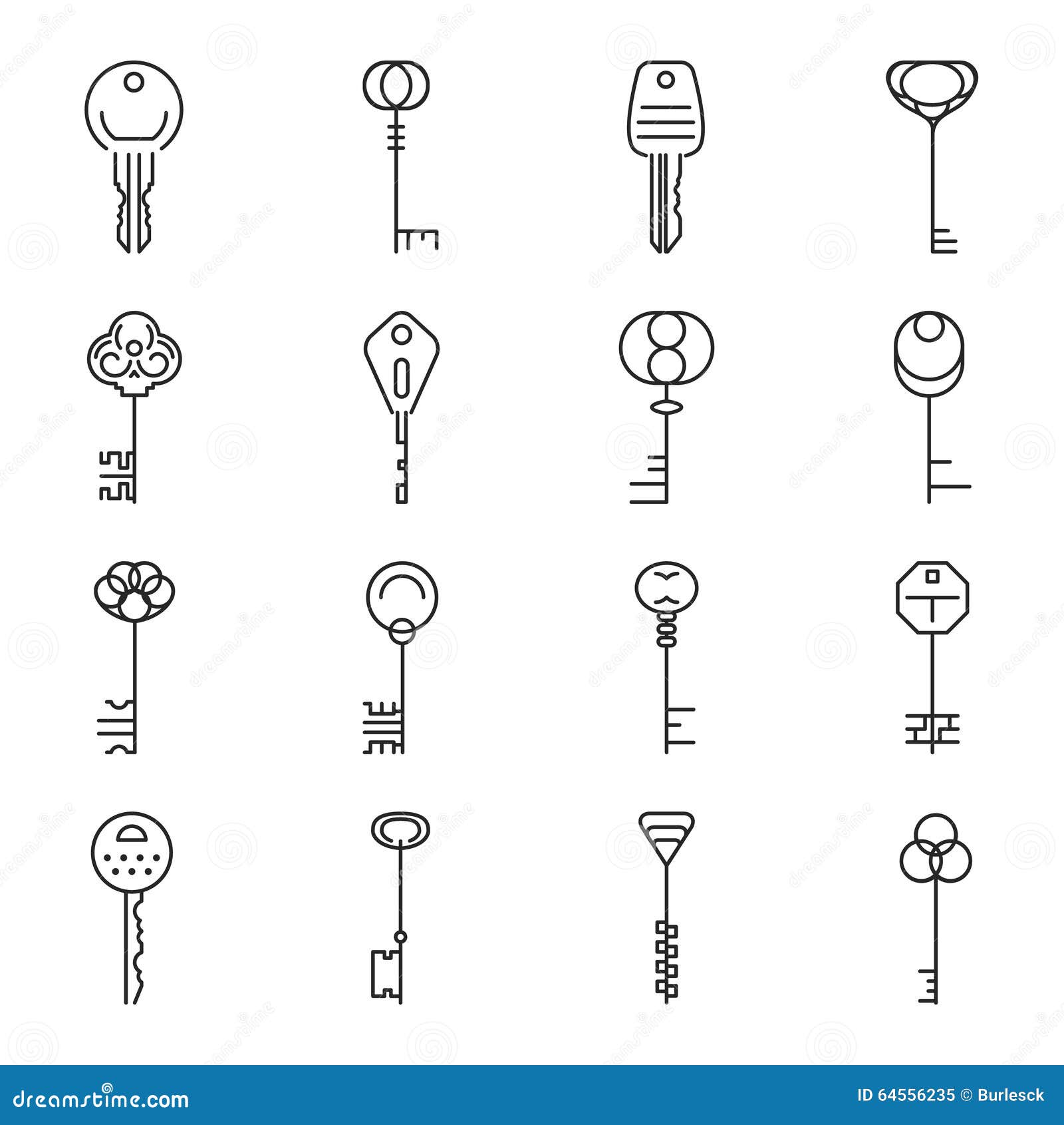 Linear key icons vector stock vector. Illustration of classic - 64556235