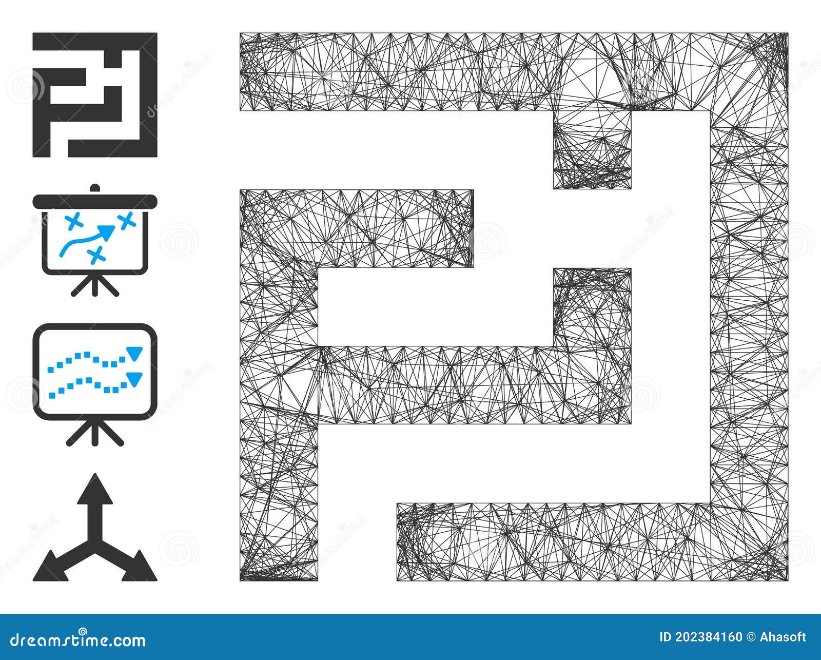 Linear Labyrinth Vector Mesh Stock Vector - Illustration of direction ...