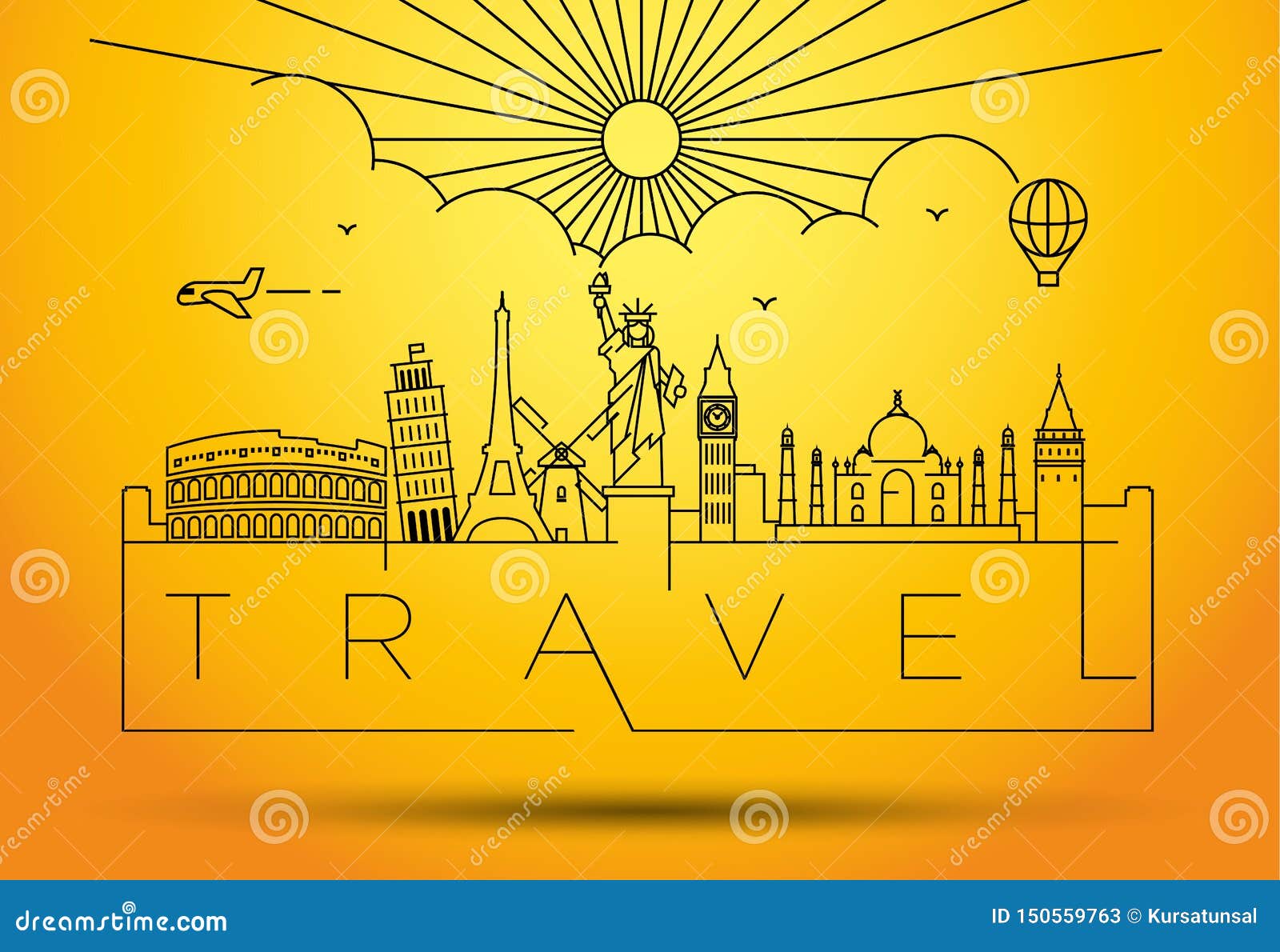 Linear Landmarks of the World Typographic DesignLinear Landmarks of the ...