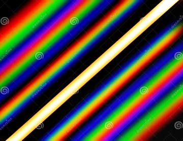 Linear LED Luminaire Observed through a Phase Diffraction Grating Stock ...