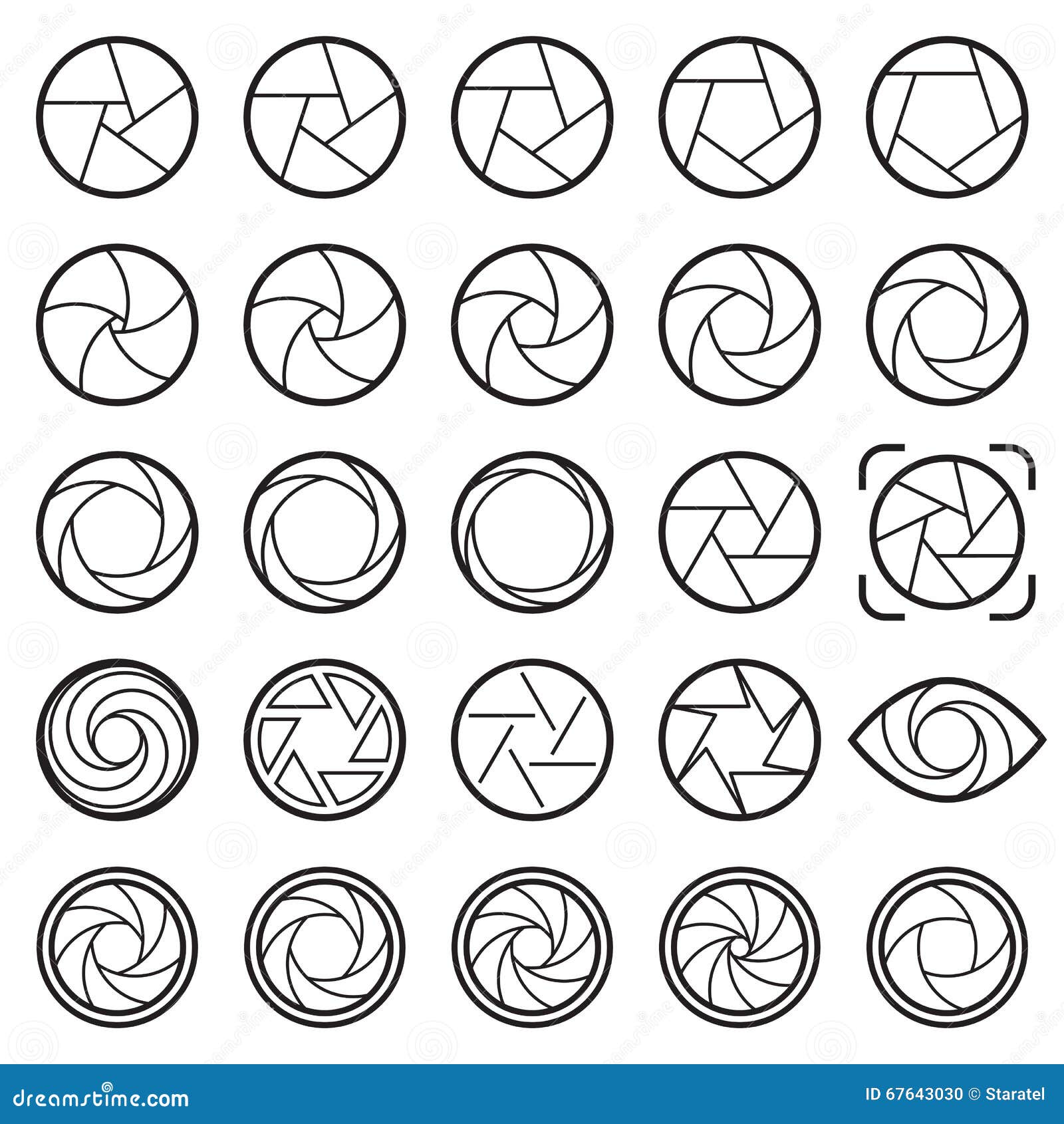 Linear Lens Aperture Icons Isolated On A White Background Vector ...