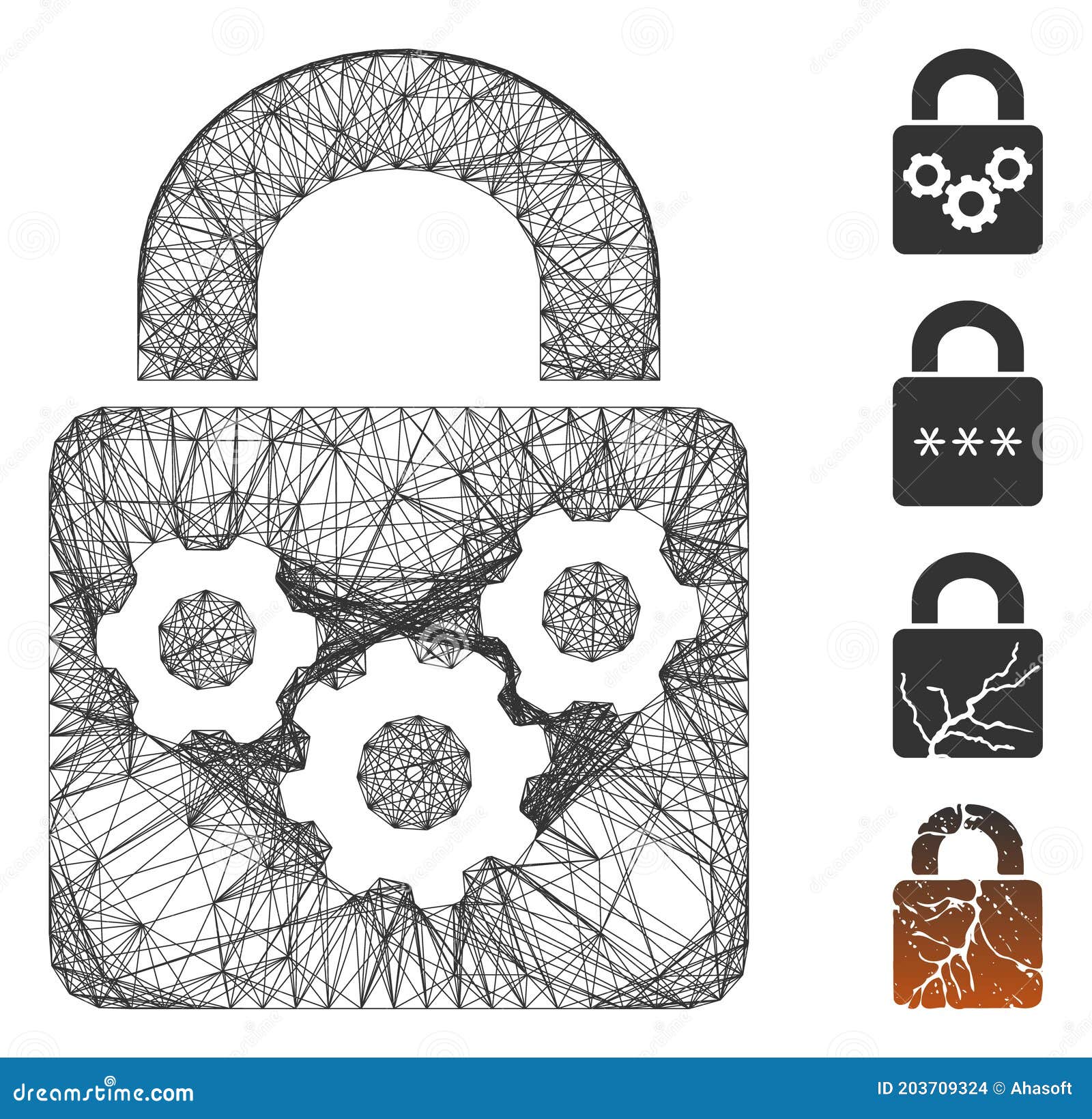 Linear Lock Gears Vector Mesh Stock Illustration - Illustration of ...