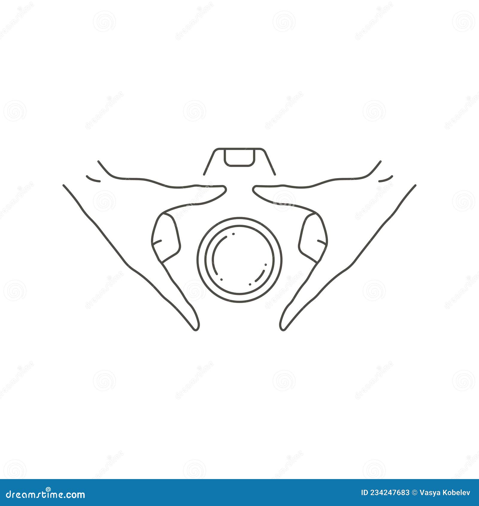 Linear Logo Human Hands Performing Shape of Modern Photo Video Camera ...