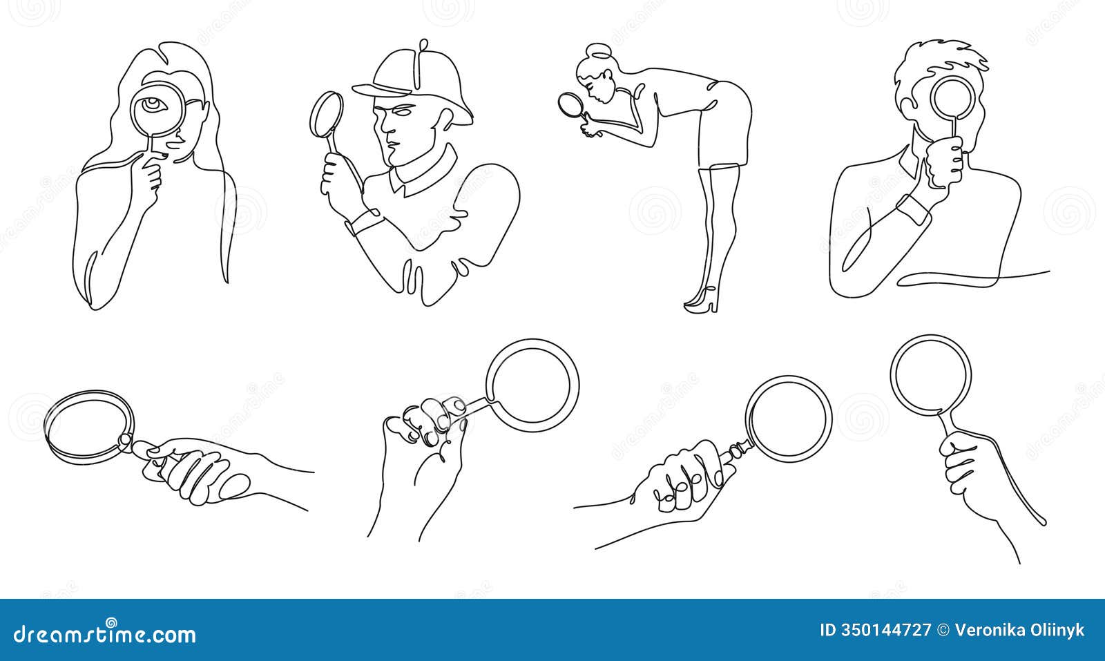 Scrutinizing Line Icons Collection. Examination, Inspection, Analysis ...