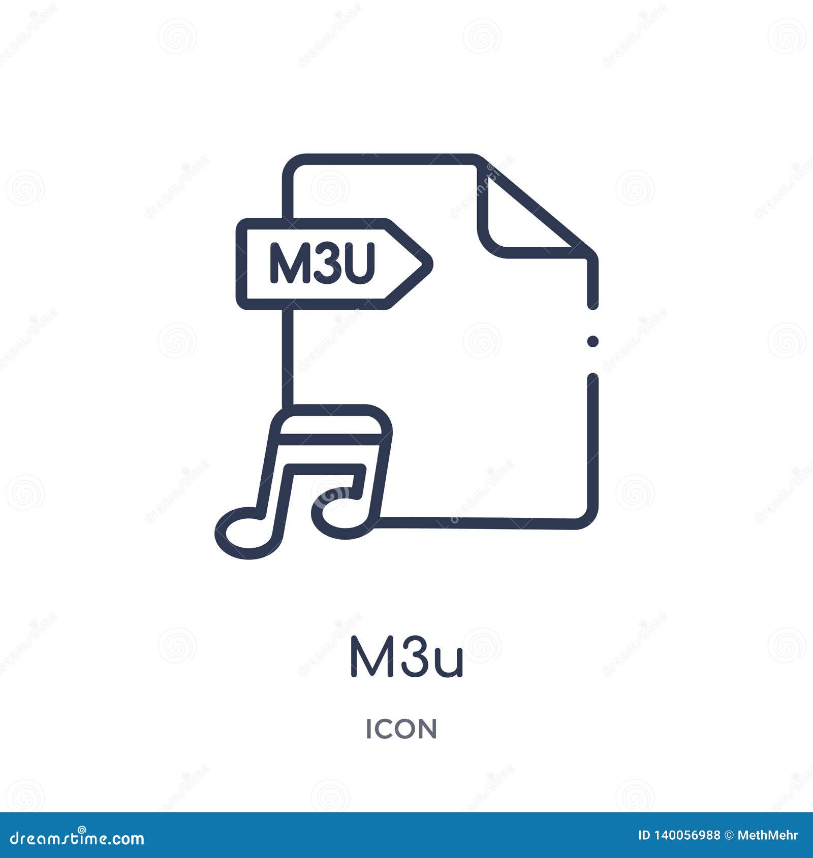 Linear M3u Icon from File Type Outline Collection. Thin Line M3u Vector ...