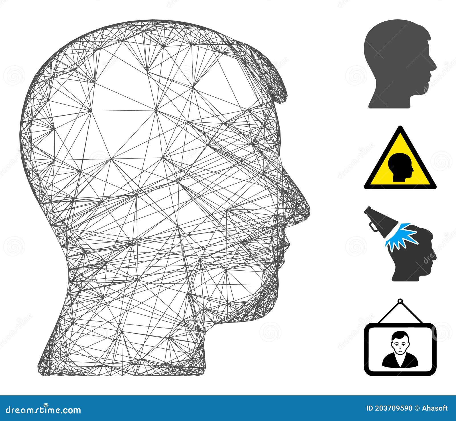 Linear Man Head Profile Vector Mesh Stock Illustration - Illustration ...