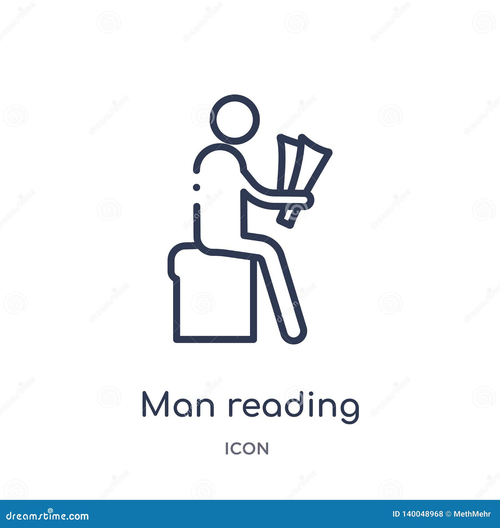 Linear Man Reading Newspaper Icon from Behavior Outline Collection ...