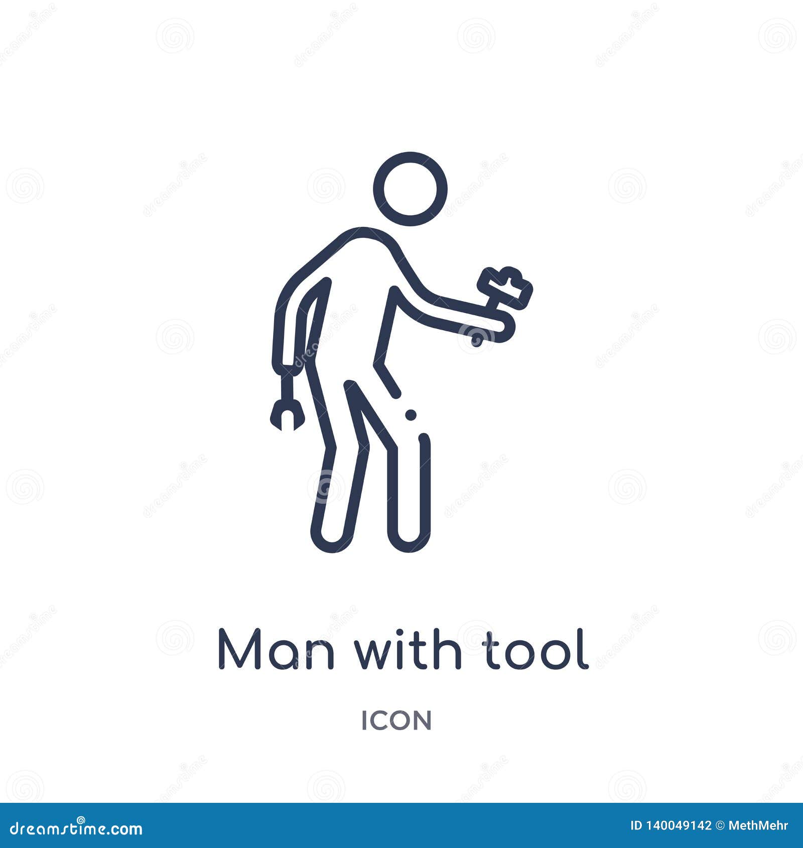 Linear Man with Tool Icon from Behavior Outline Collection. Thin Line ...