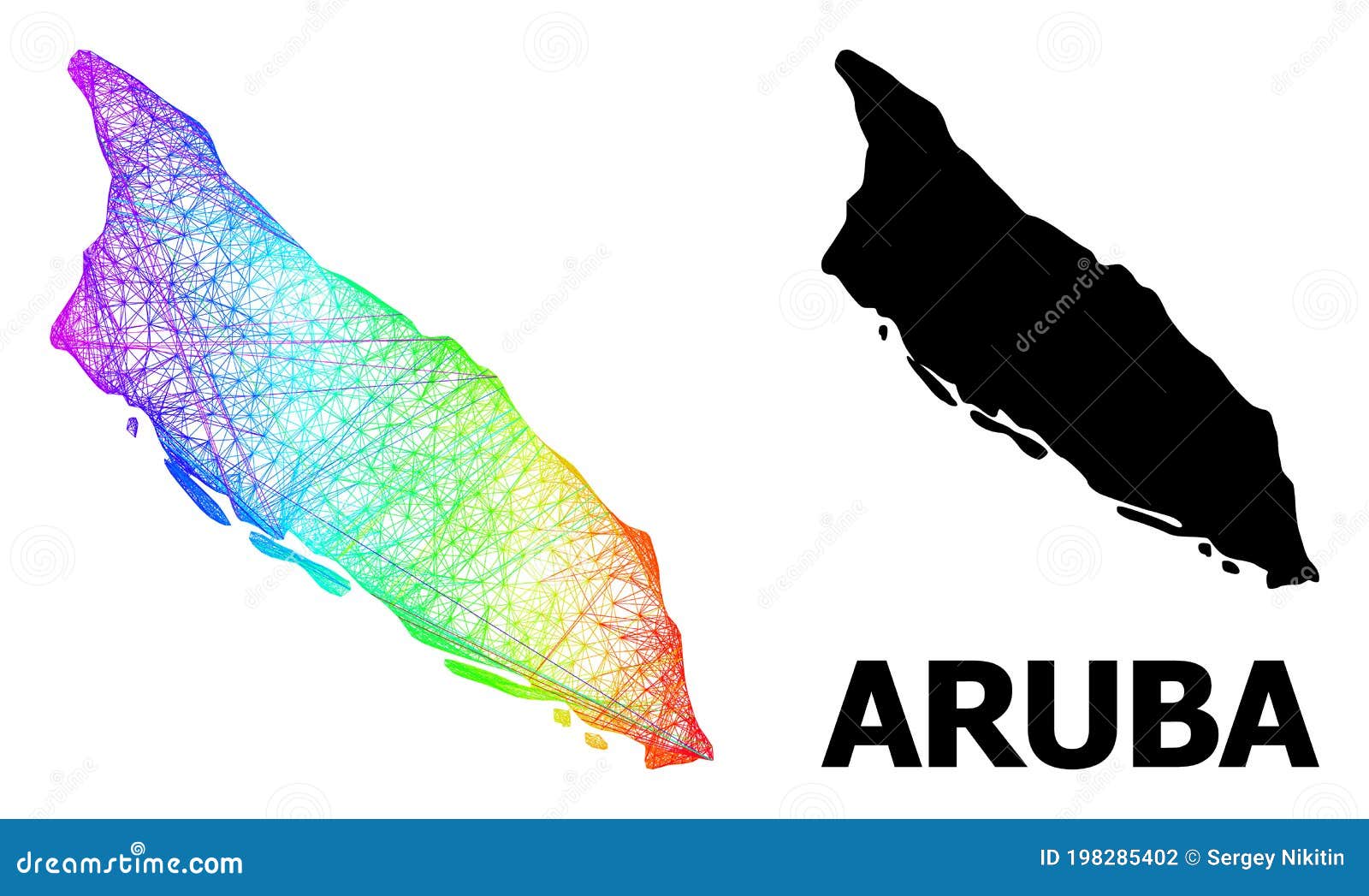 Linear Map of Aruba Island with Spectral Gradient Stock Vector ...