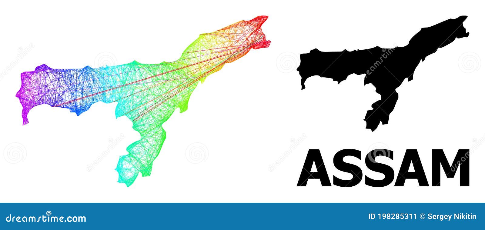 Linear Map of Assam State with Spectrum Gradient Stock Vector ...