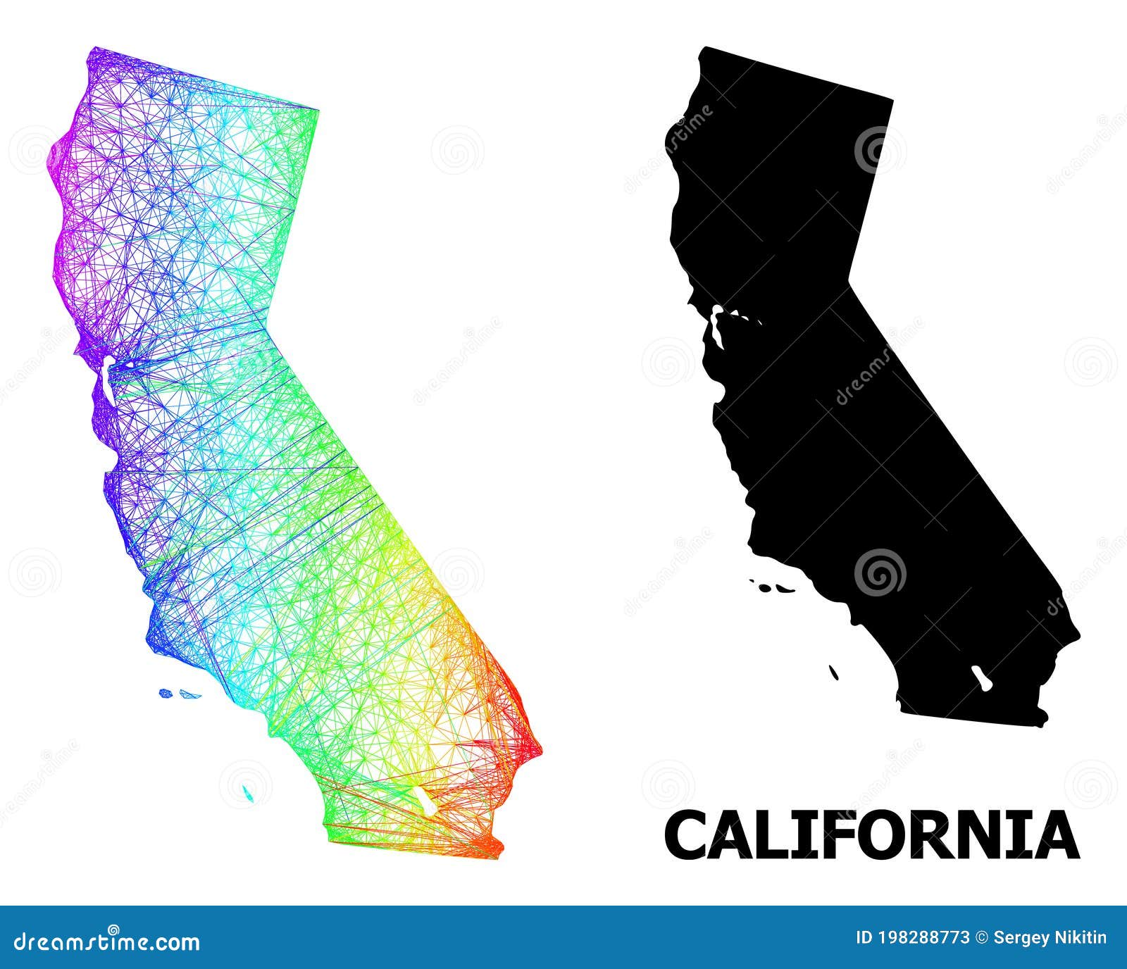 Linear Map of California with Spectral Gradient Stock Vector ...