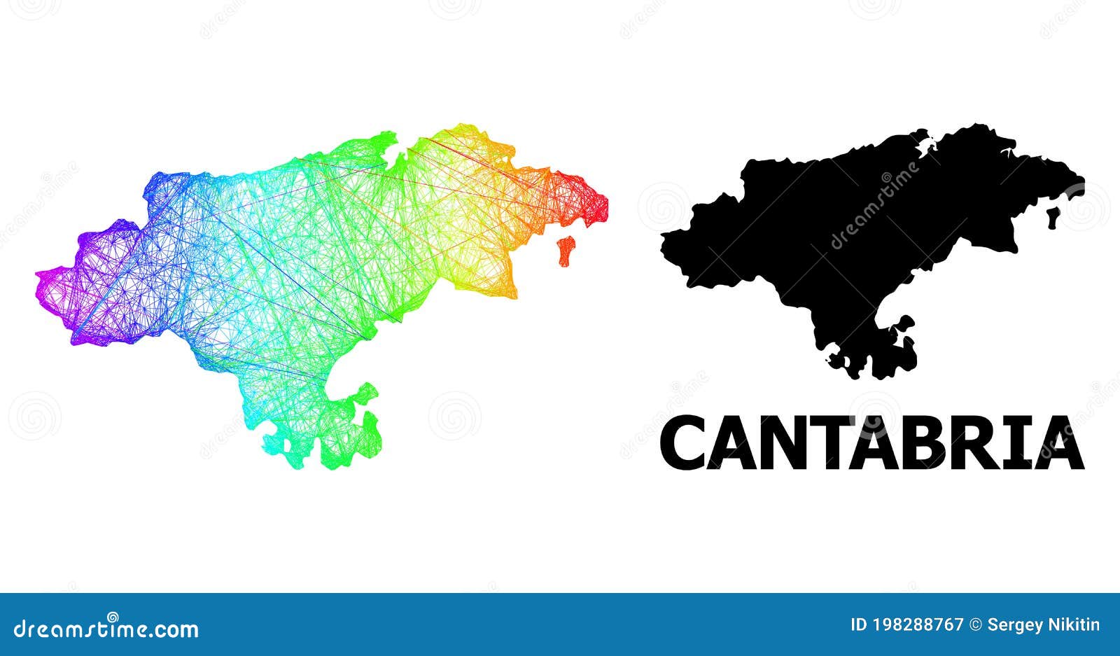 Linear Map Of Cantabria Province With Spectrum Gradient Cartoon Vector ...