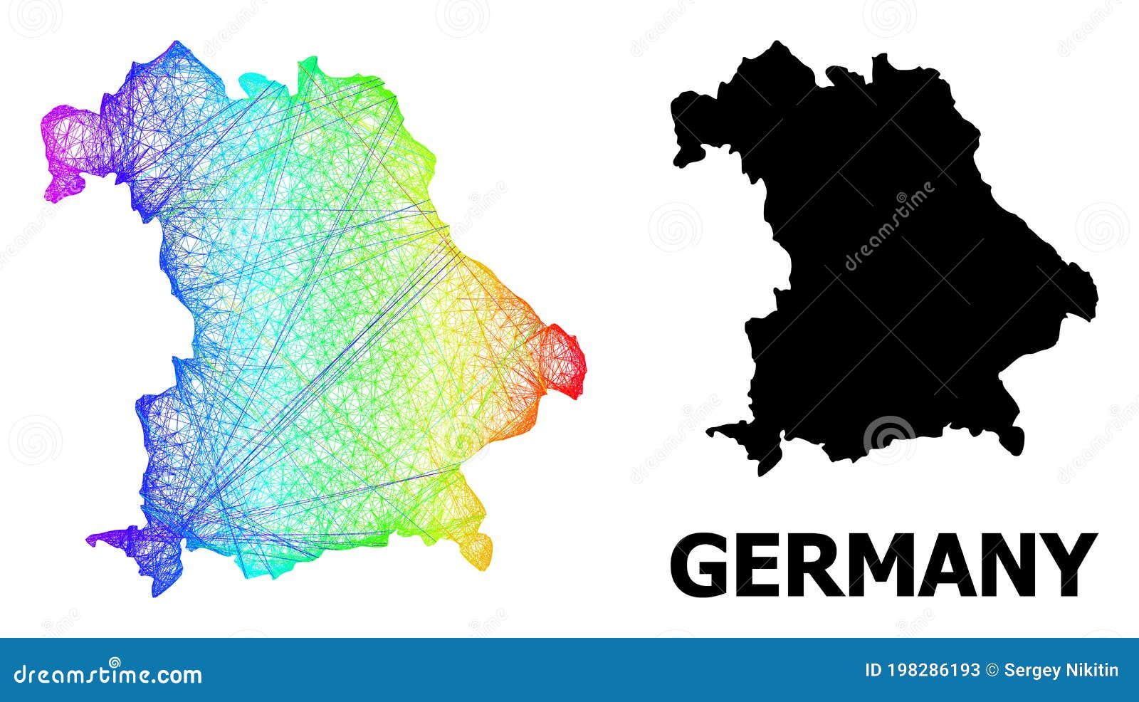 Linear Map of Germany with Rainbow Colored Gradient Stock Vector ...