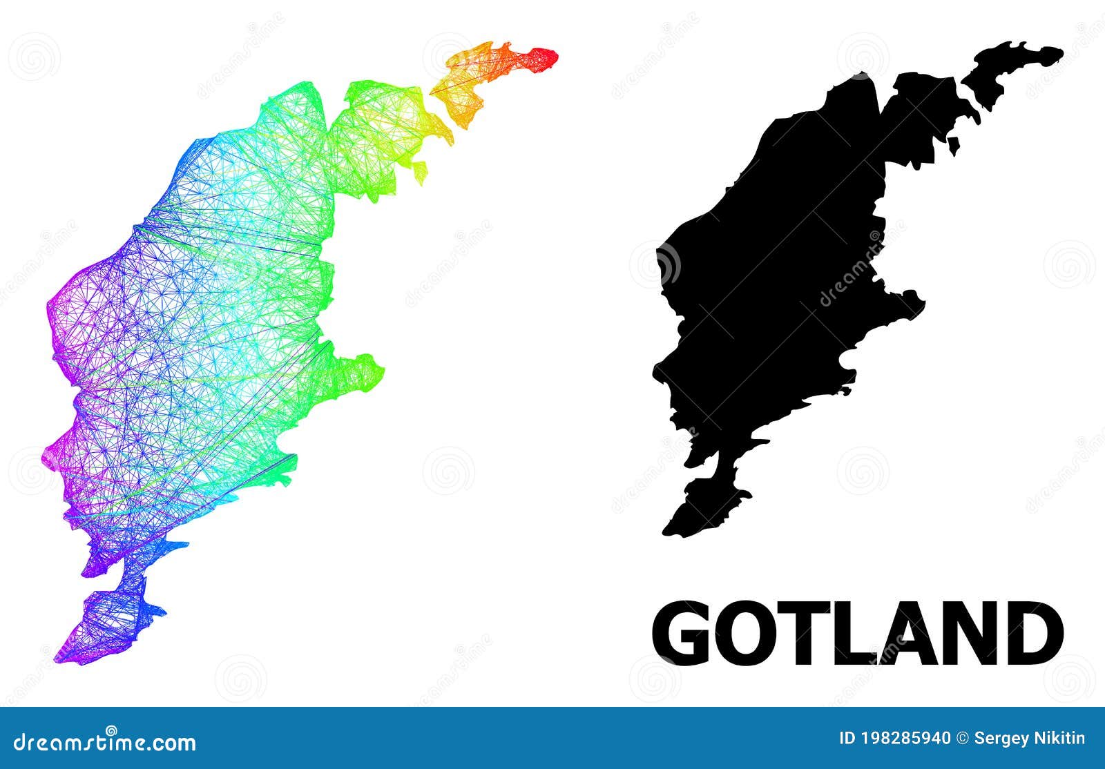 Linear Map of Gotland Island with Spectral Gradient Stock Vector ...