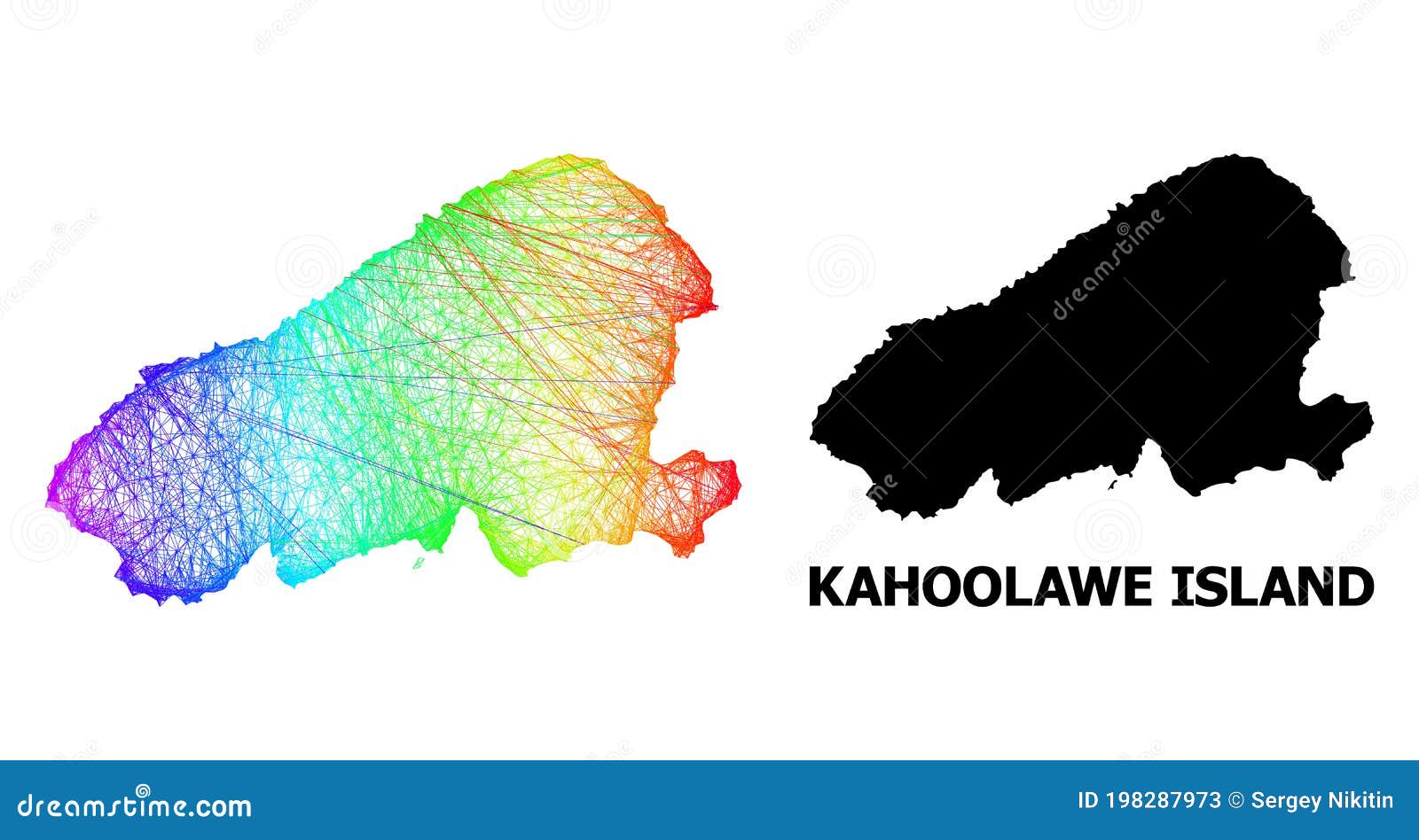 Linear Map of Kahoolawe Island with Spectral Gradient Stock Vector ...