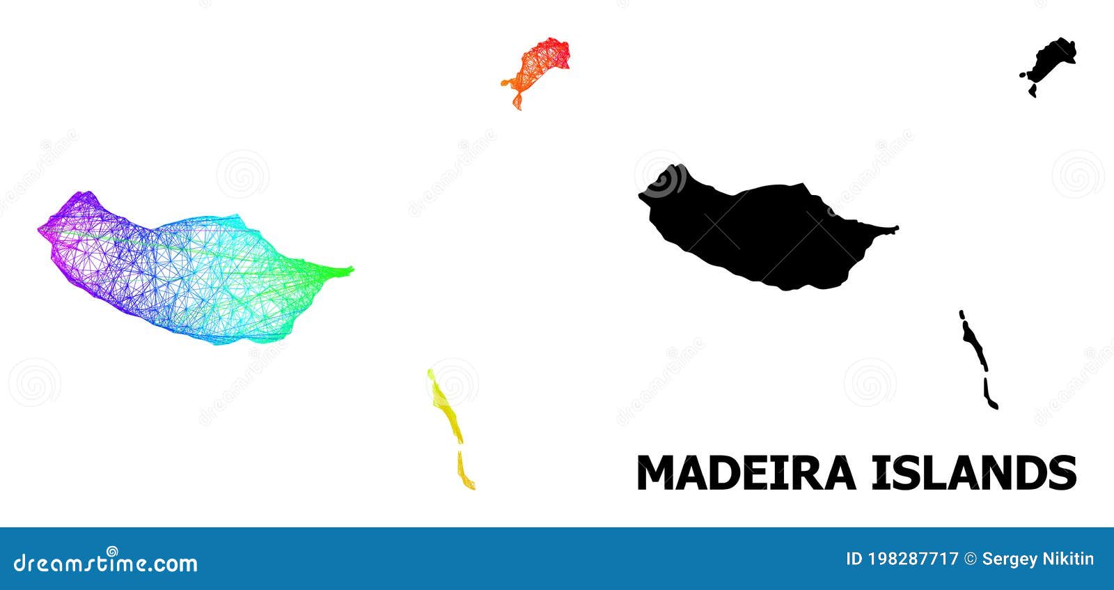 Linear Map of Madeira Islands with Rainbow Colored Gradient Stock ...