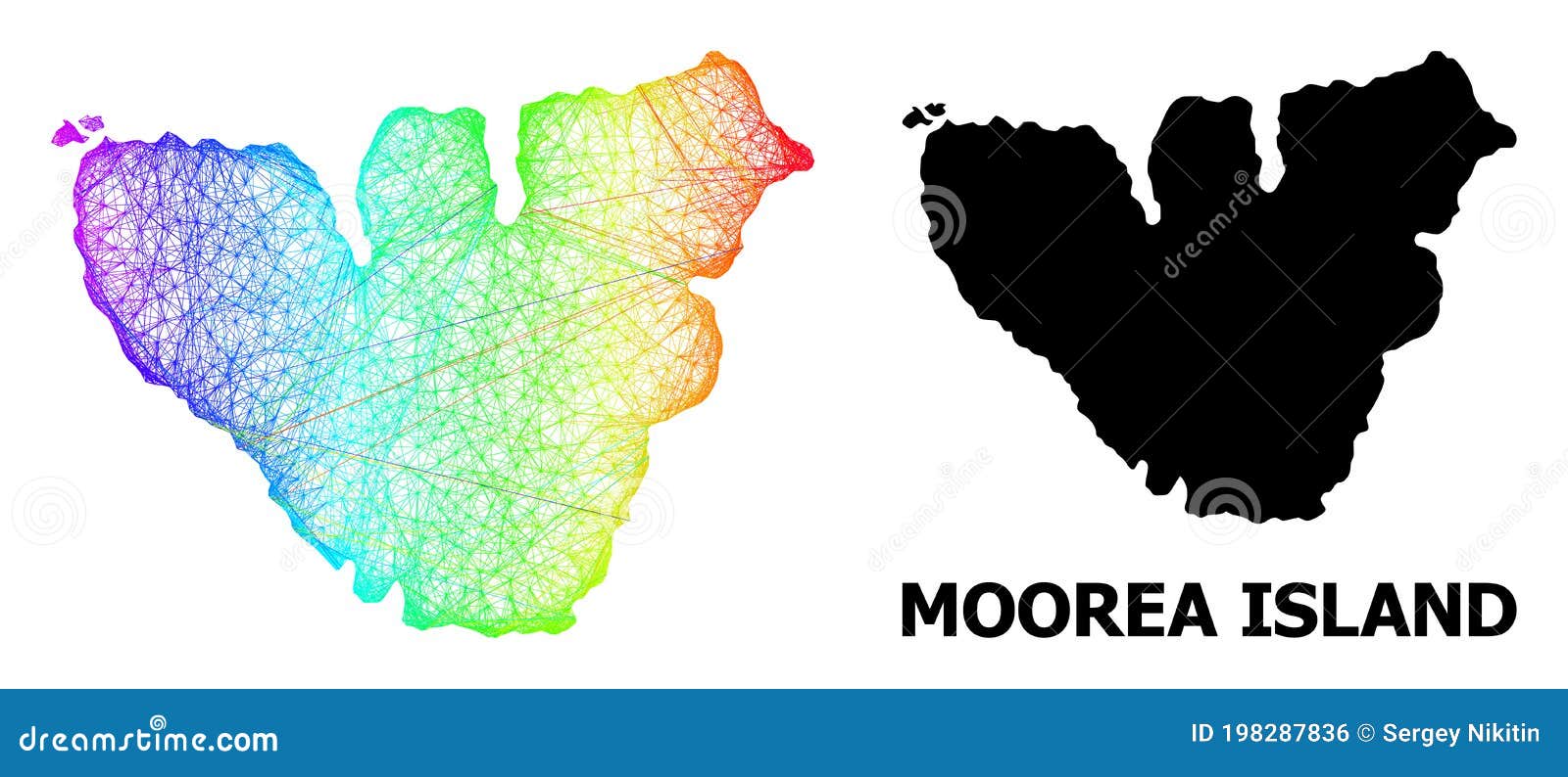 Linear Map of Moorea Island with Spectrum Gradient Stock Vector ...