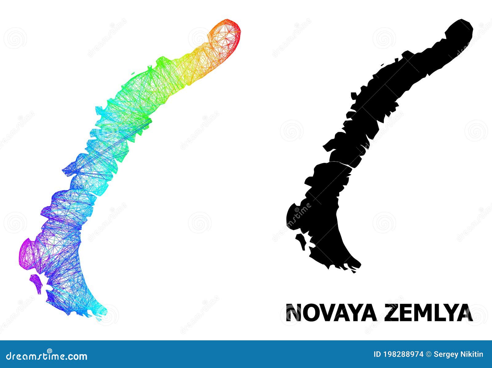 Linear Map of Novaya Zemlya Islands with Rainbow Colored Gradient Stock ...
