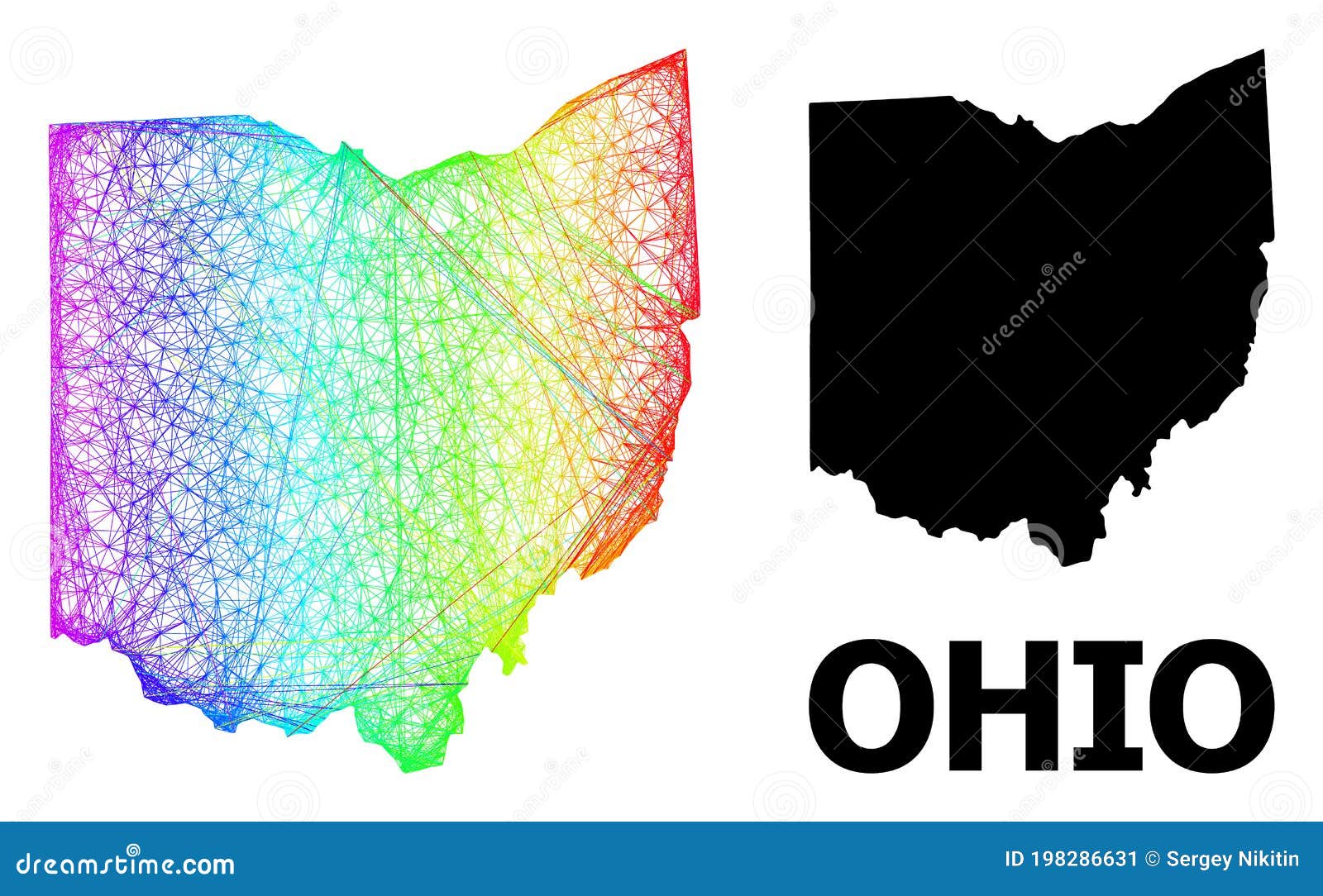 Linear Map of Ohio State with Rainbow Colored Gradient Stock Vector ...