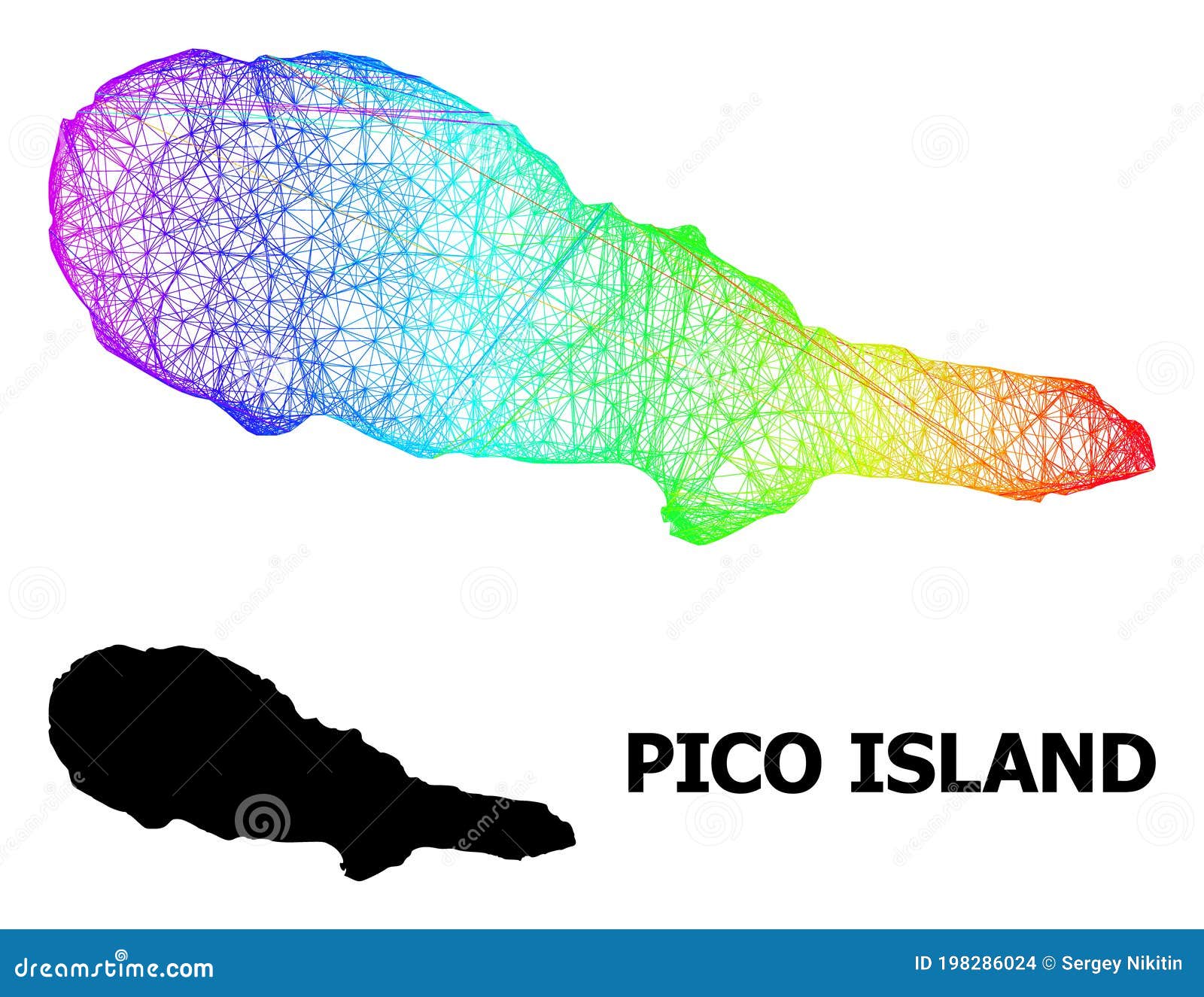 Linear Map of Pico Island with Rainbow Colored Gradient Stock Vector ...
