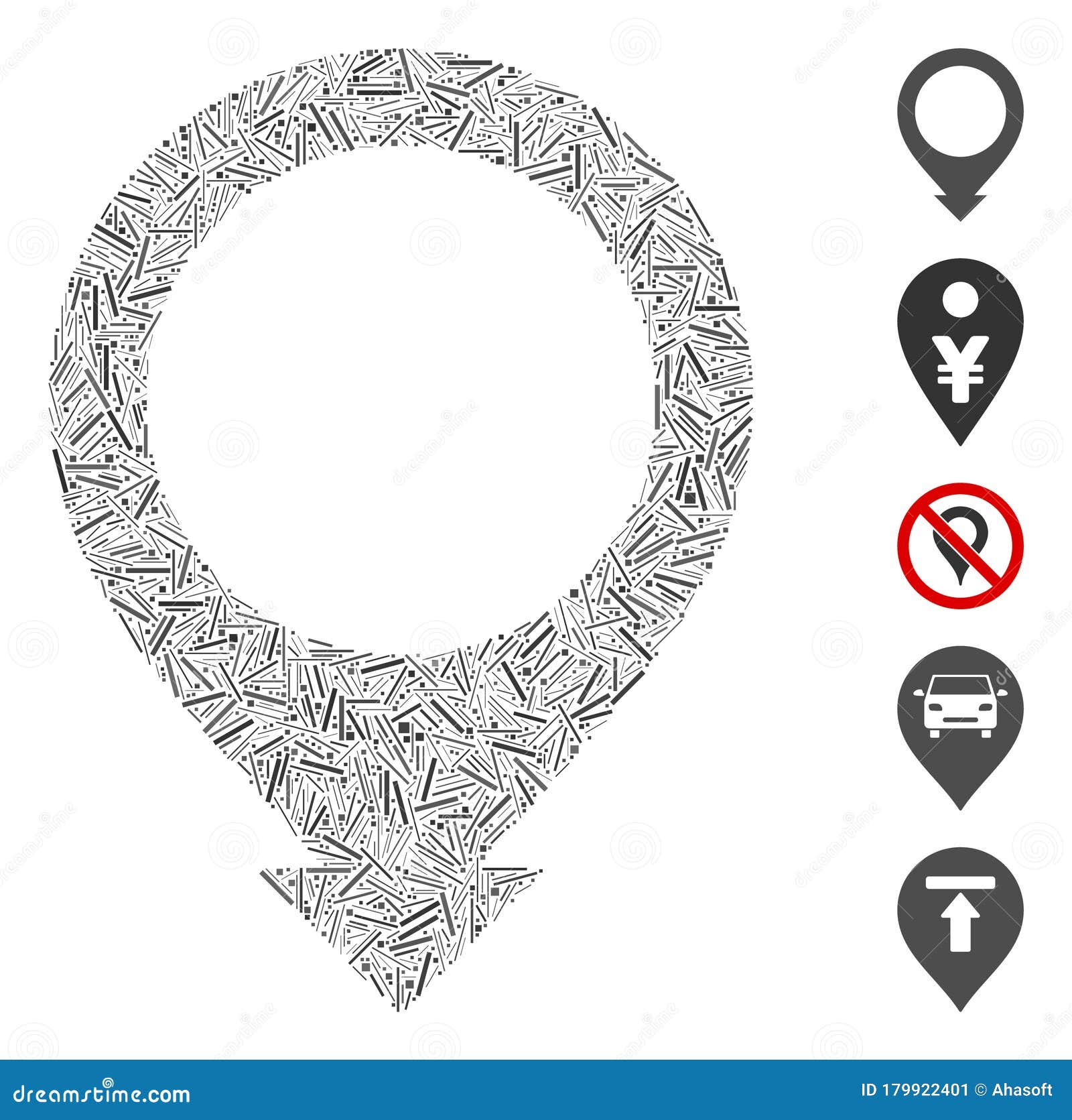 Linear Map Pointer Icon Vector Mosaic Stock Illustration - Illustration ...