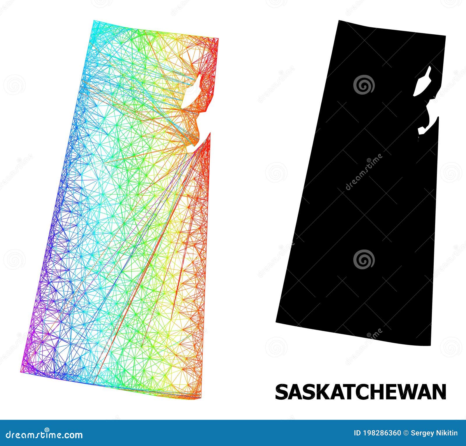 Linear Map of Saskatchewan Province with Rainbow Colored Gradient Stock ...