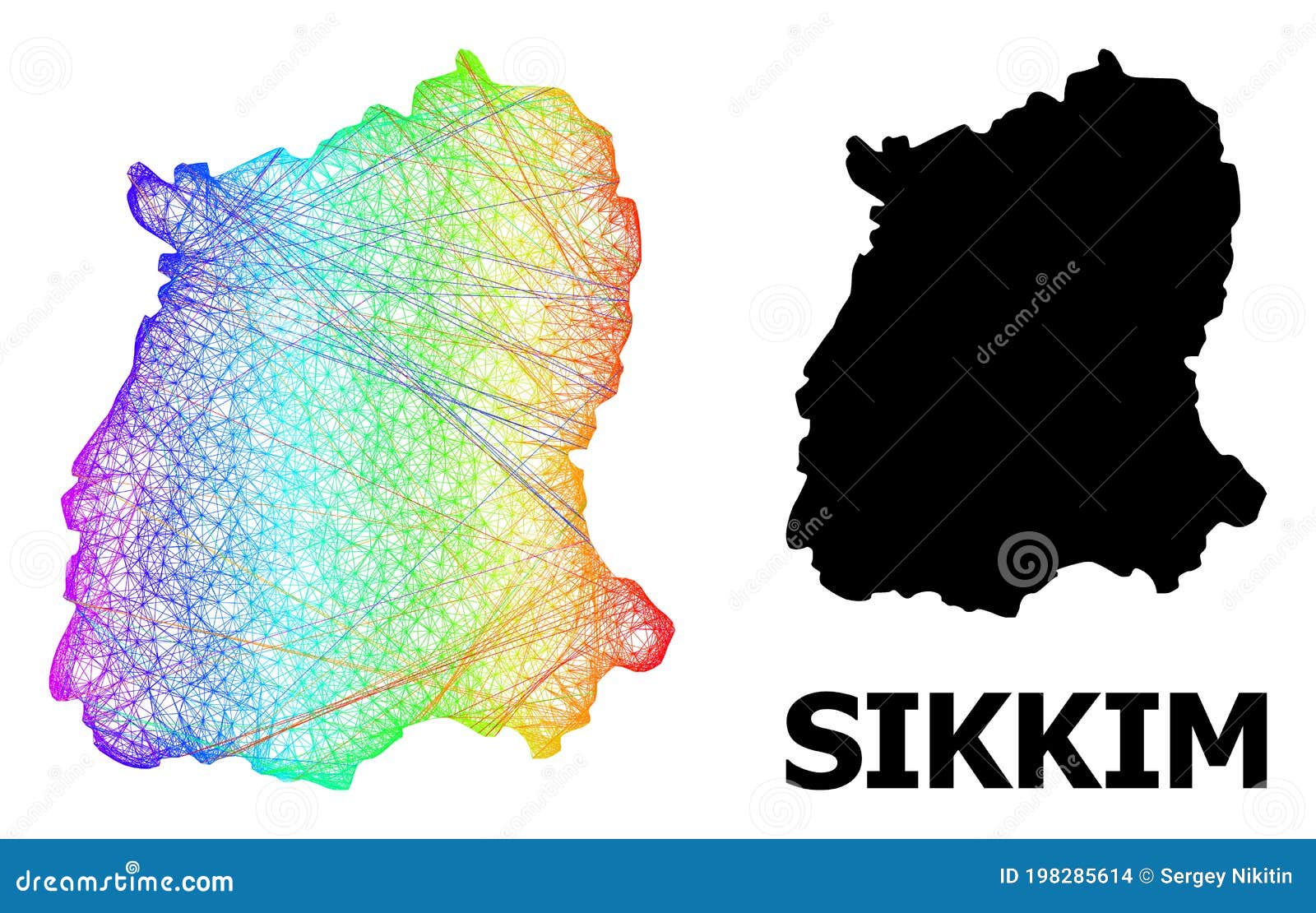 Linear Map of Sikkim State with Spectral Gradient Stock Vector ...