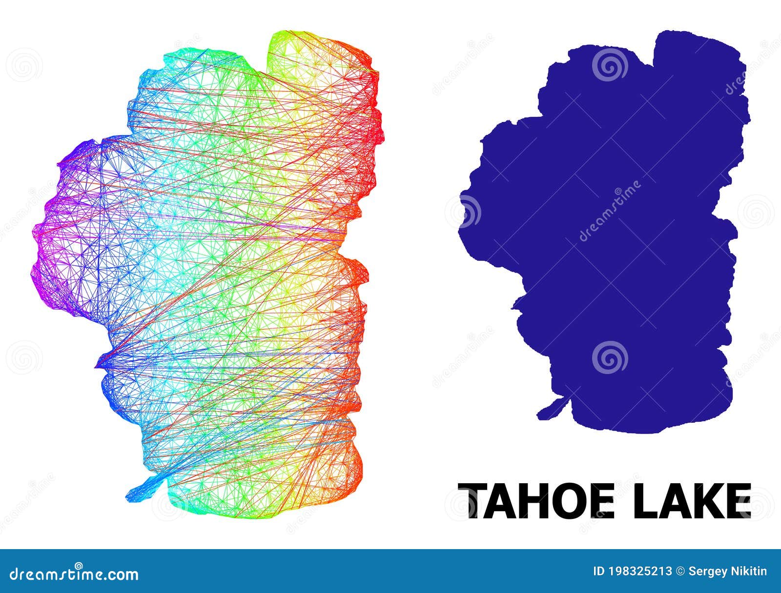 Linear Map of Tahoe Lake with Spectrum Gradient Stock Vector ...