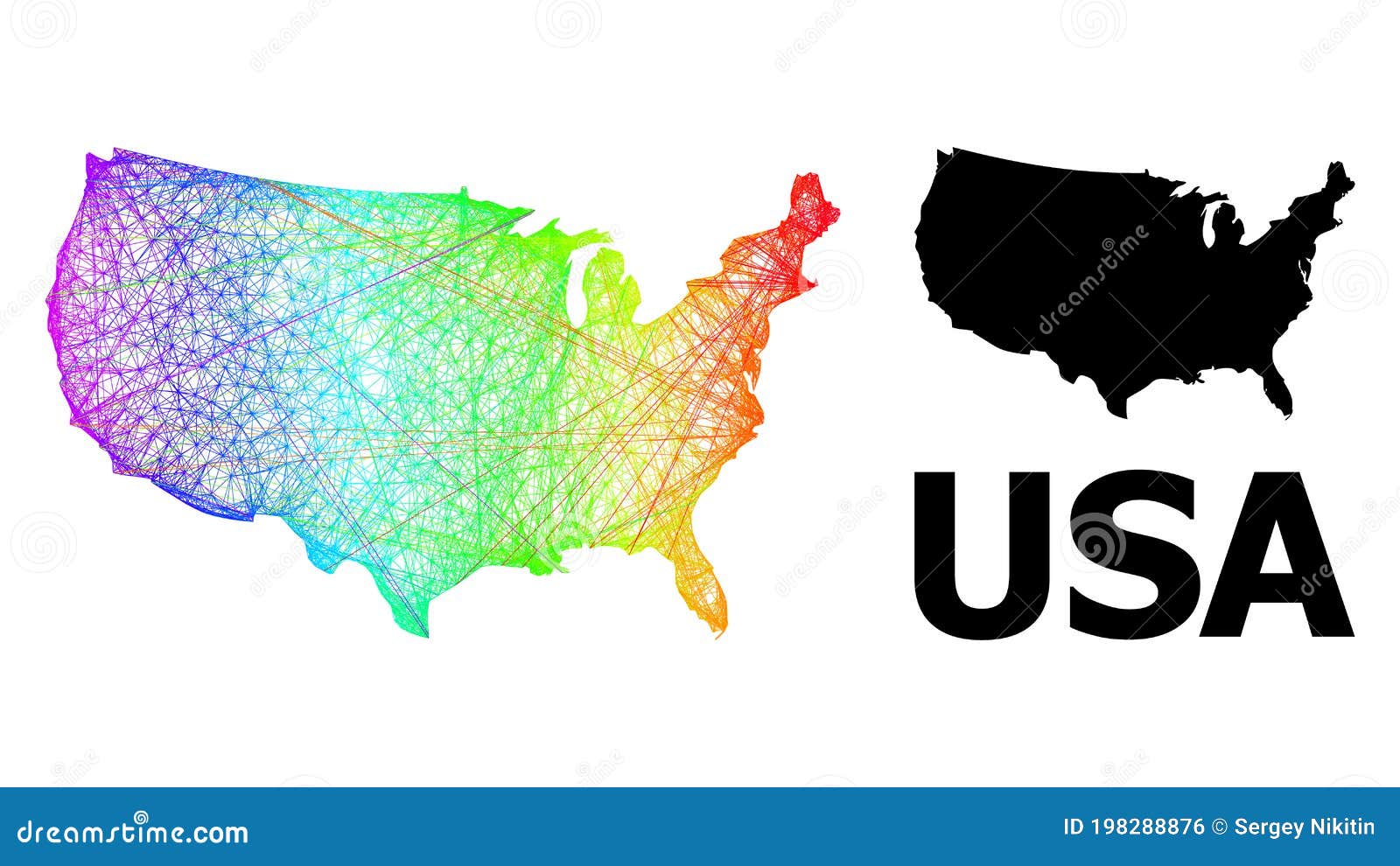 Linear Map of USA with Spectral Gradient Stock Vector - Illustration of ...