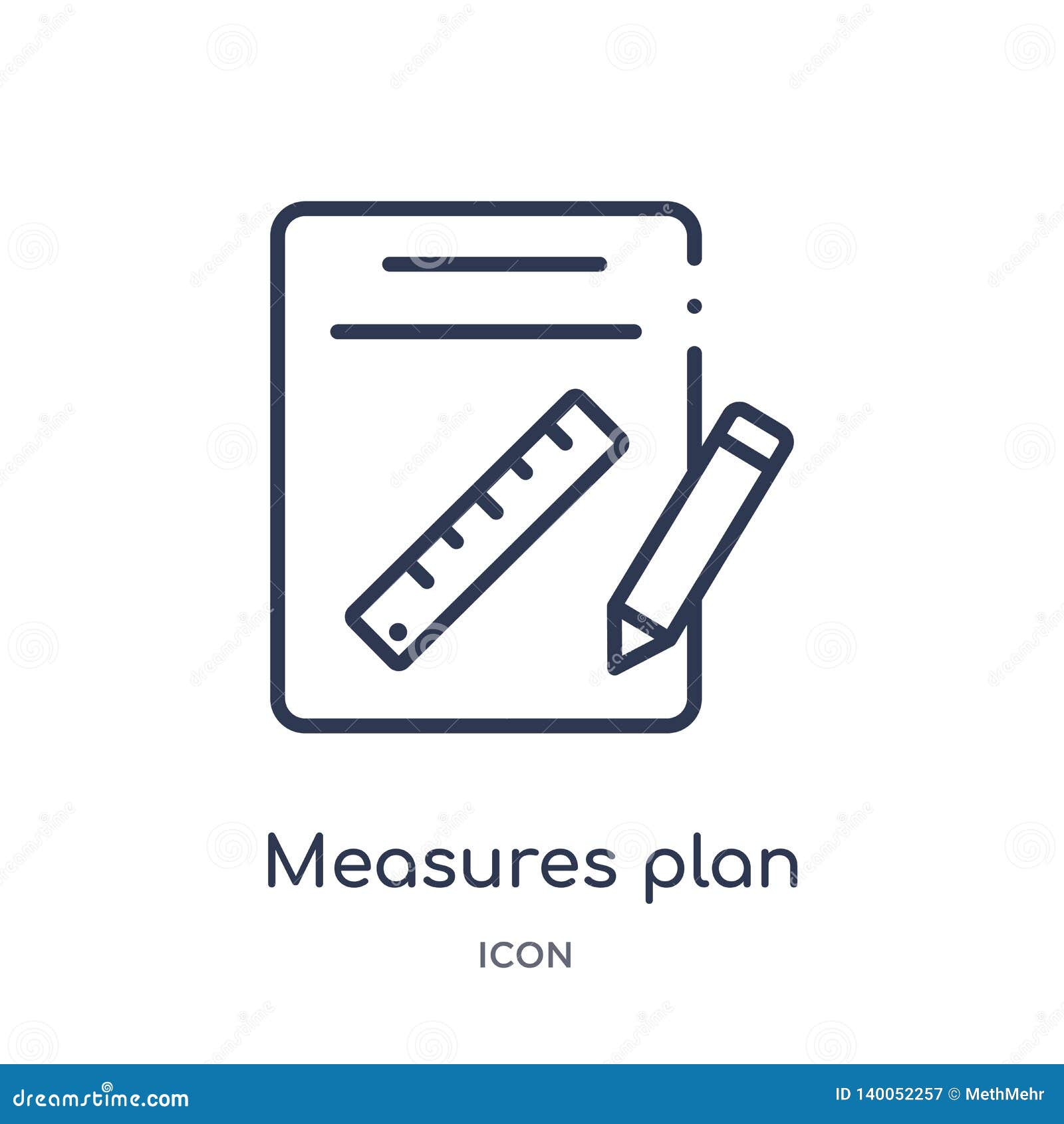 Linear Measures Plan Icon from Construction Outline Collection. Thin ...