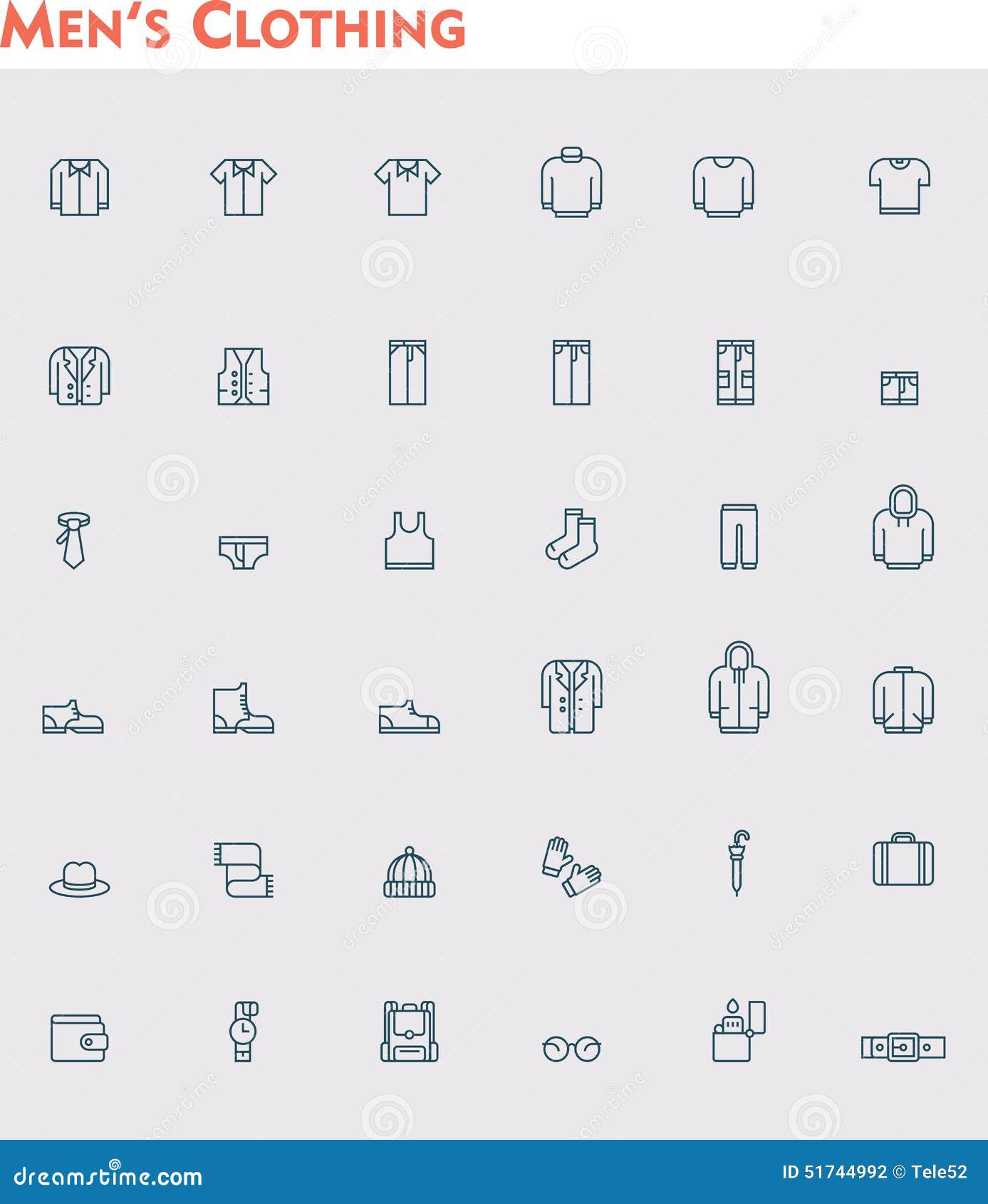 Linear Men Clothes Icon Set Stock Vector - Illustration of geometric ...
