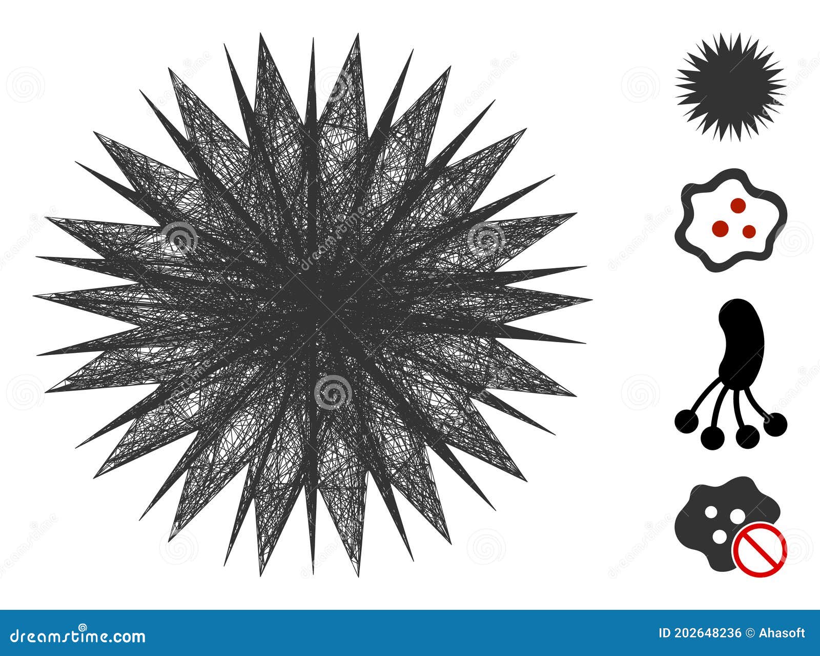 Linear Microbe Spore Vector Mesh Stock Vector - Illustration of fillip ...