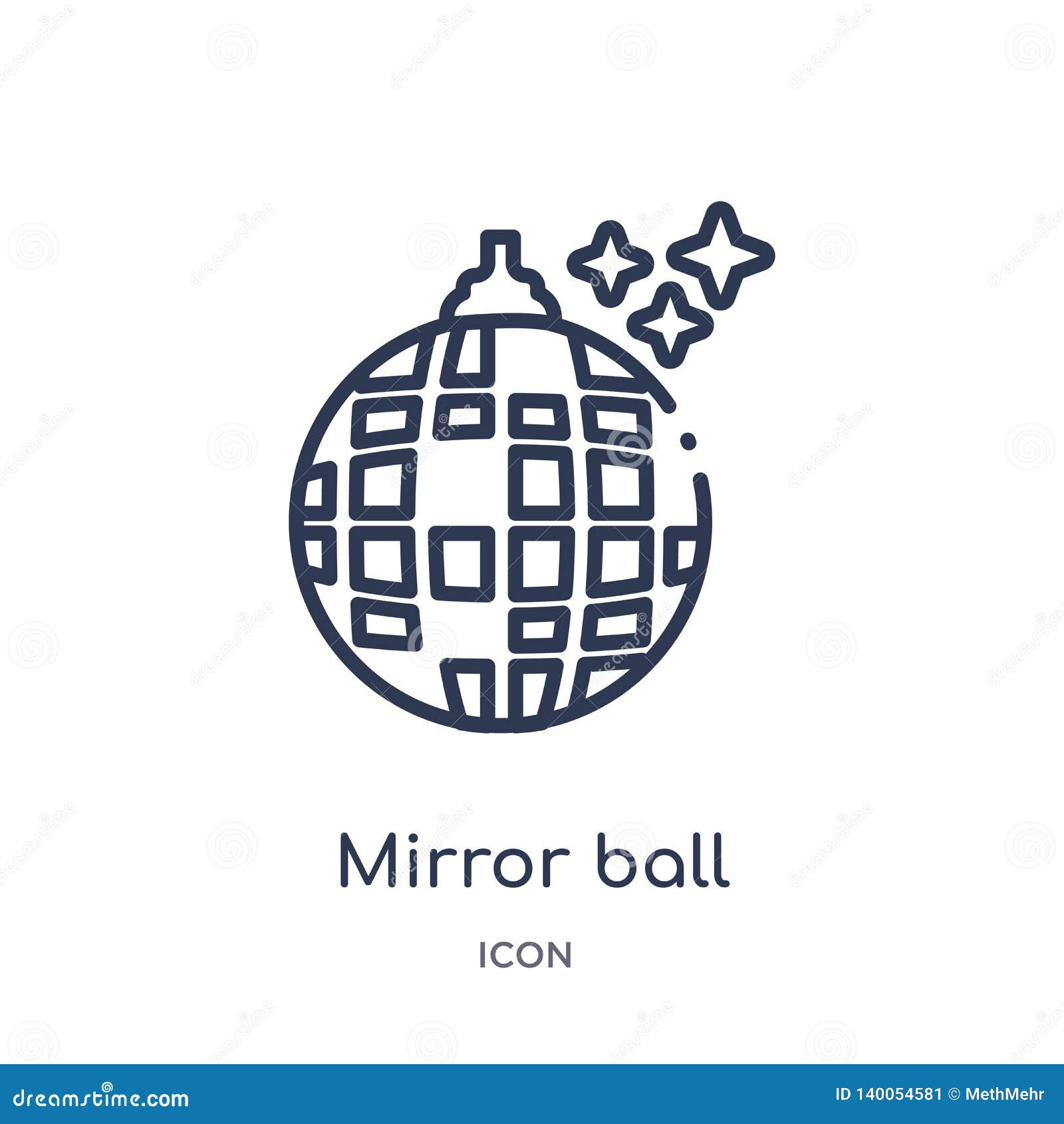 Linear Mirror Ball Icon from Discotheque Outline Collection. Thin Line ...